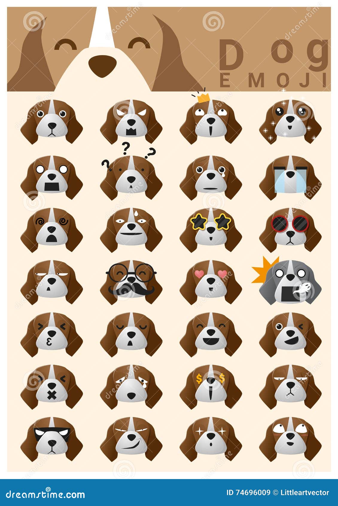 De Pictogrammen Van Hondemoji Vector Illustratie - Illustration of ...