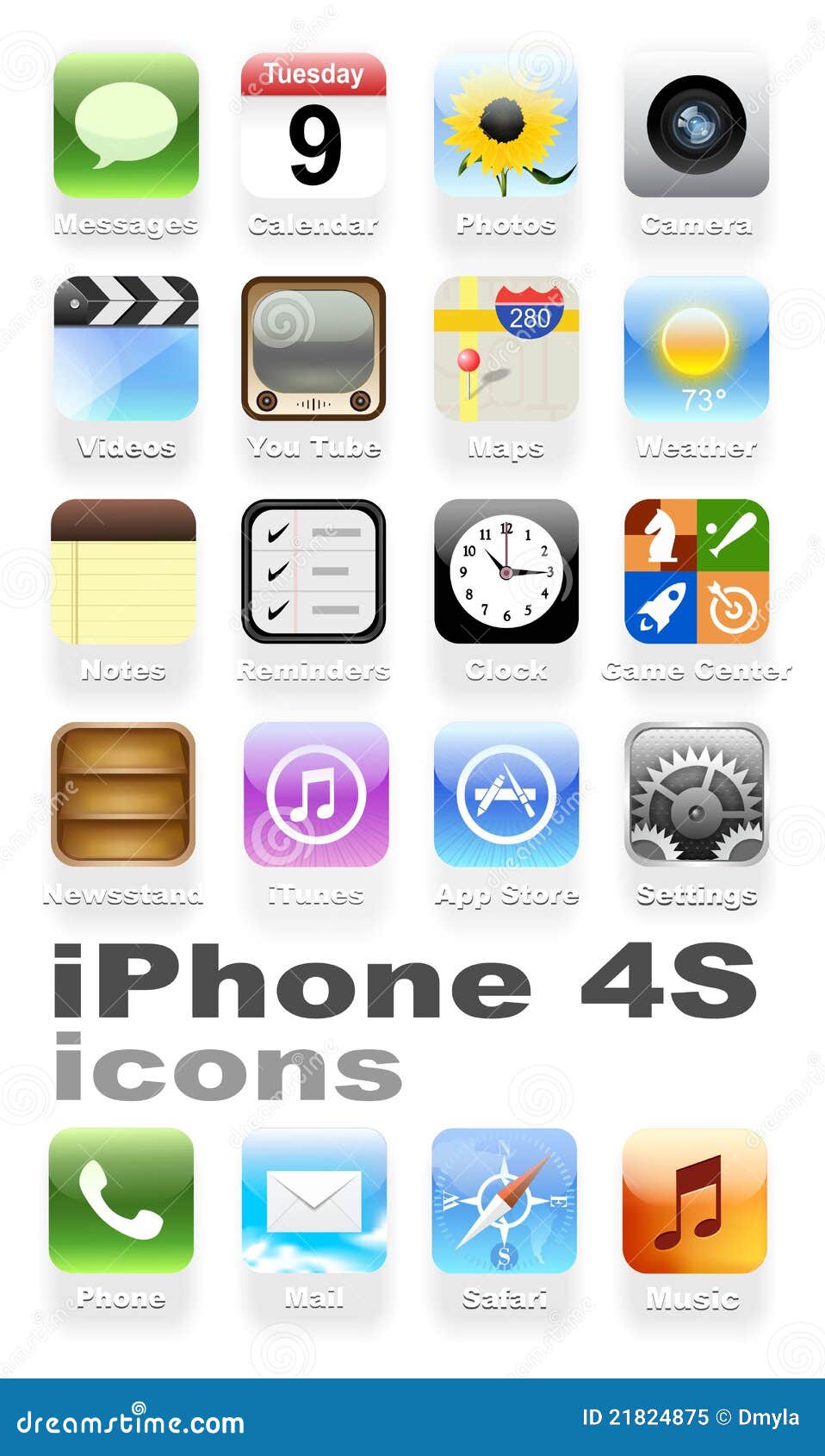 De Pictogrammen Van IPhone 4S Redactionele Afbeelding - Illustration of ...