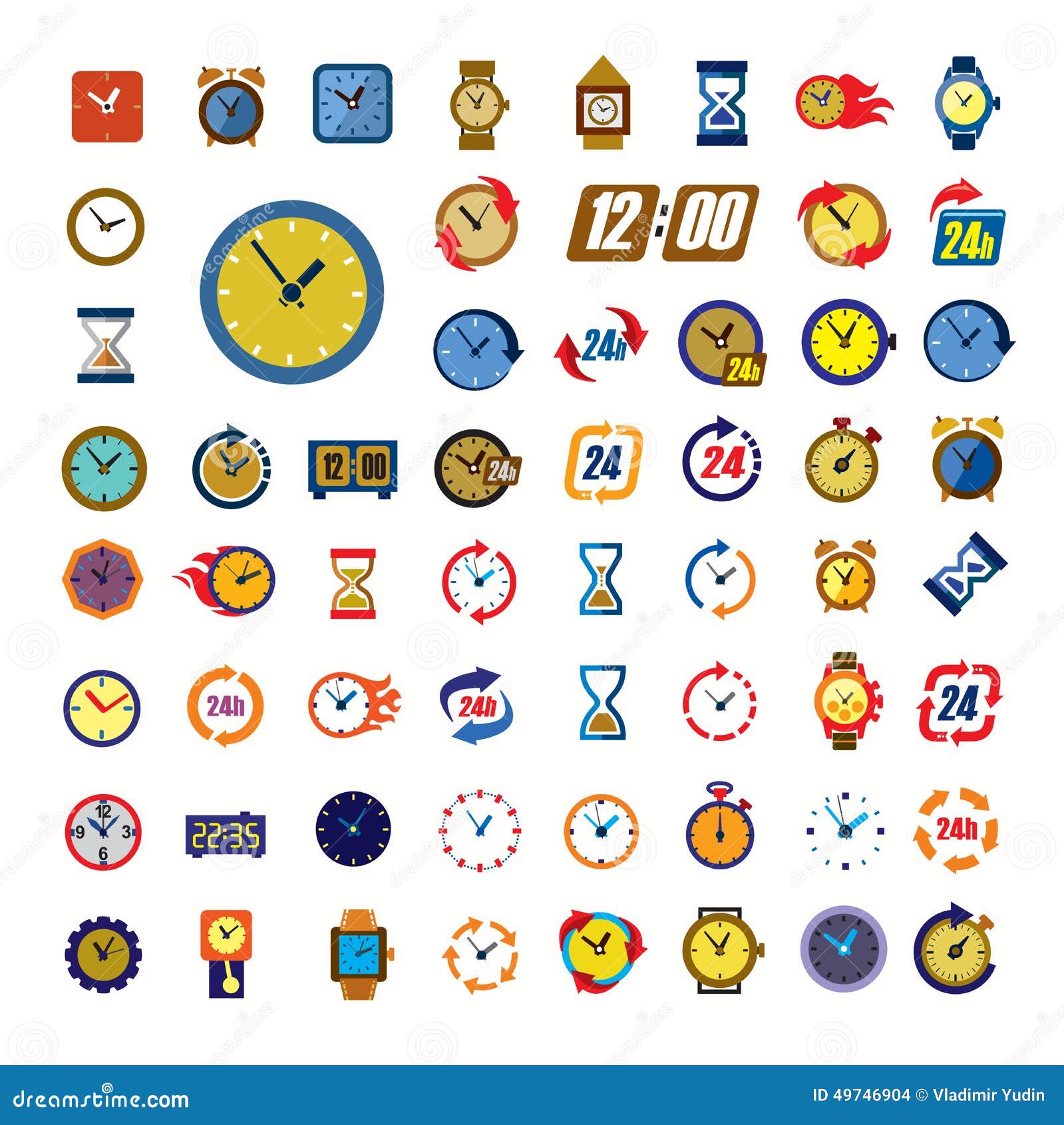 De Pictogrammen Van Klokken Vector Illustratie - Illustration of toestel, kleur: 49746904