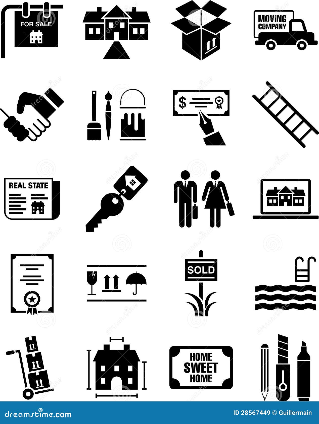 De Pictogrammen Van Onroerende Goederen Vector Illustratie ...