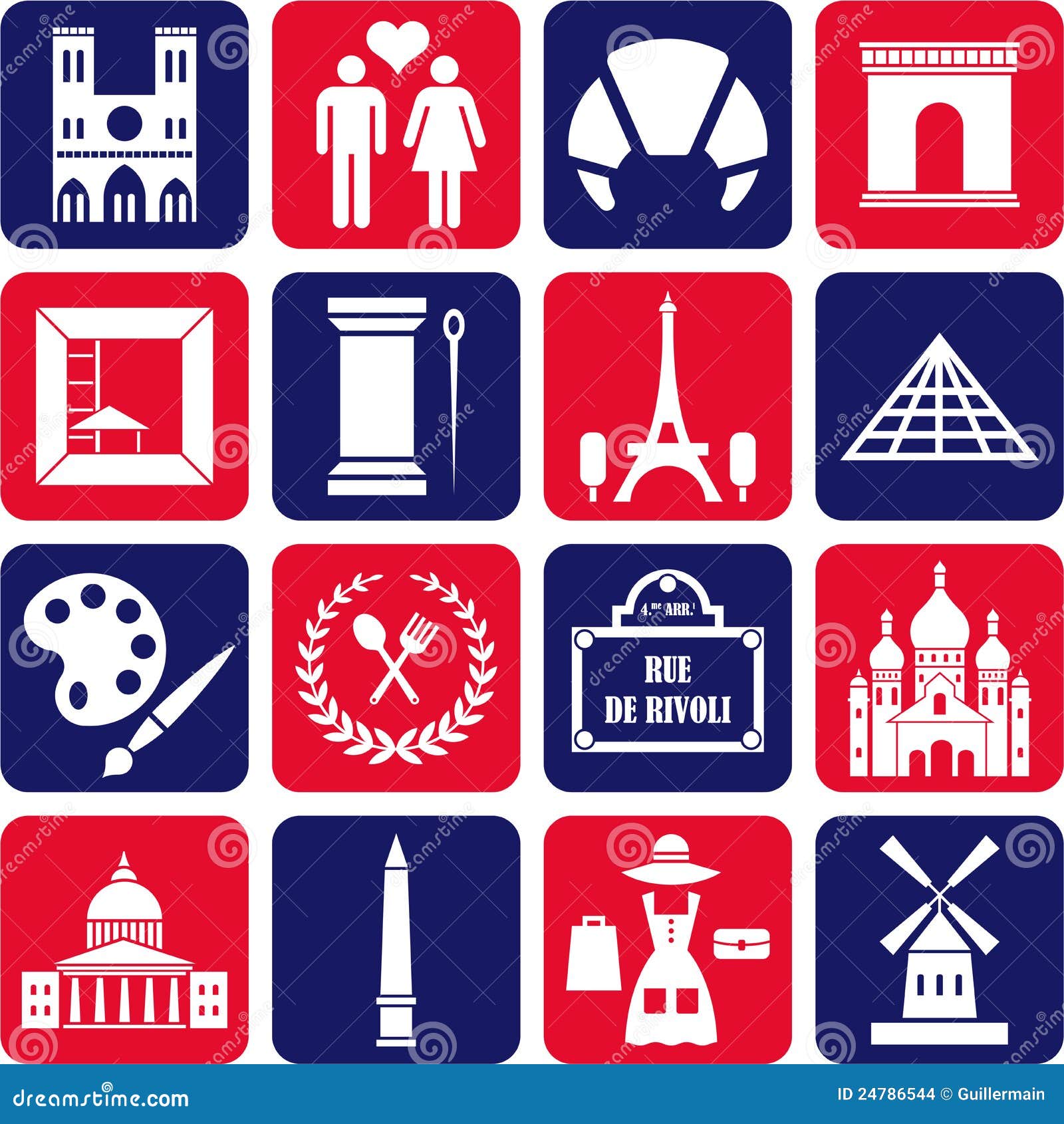 De pictogrammen van Parijs vector illustratie. Illustration of ...