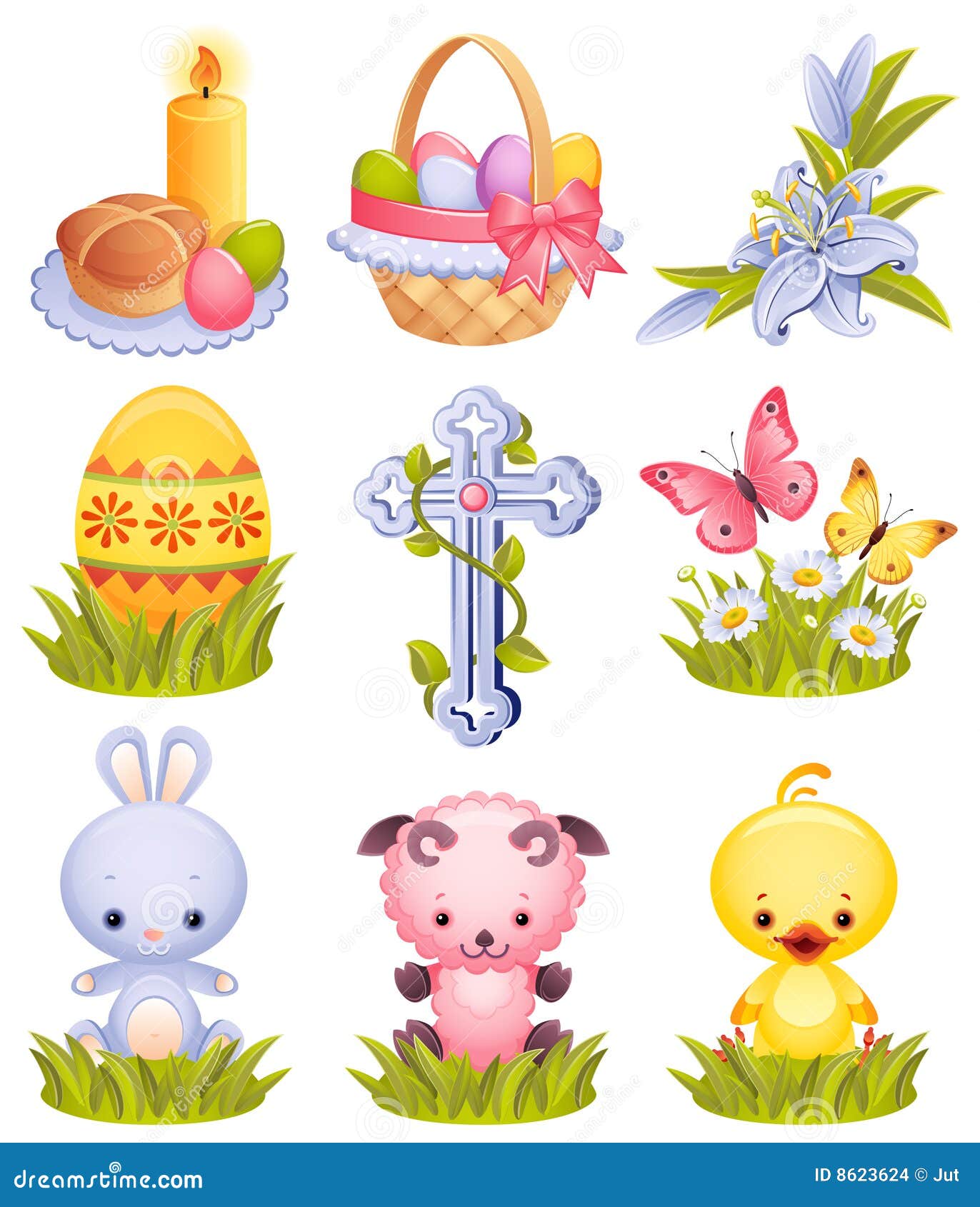 De pictogrammen van Pasen vector illustratie. Illustration of vakantie ...