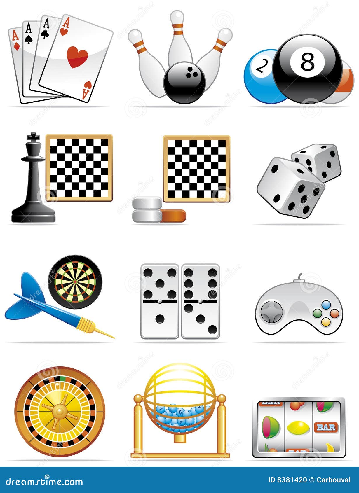 De pictogrammen van spelen vector illustratie. Illustration of kans ...