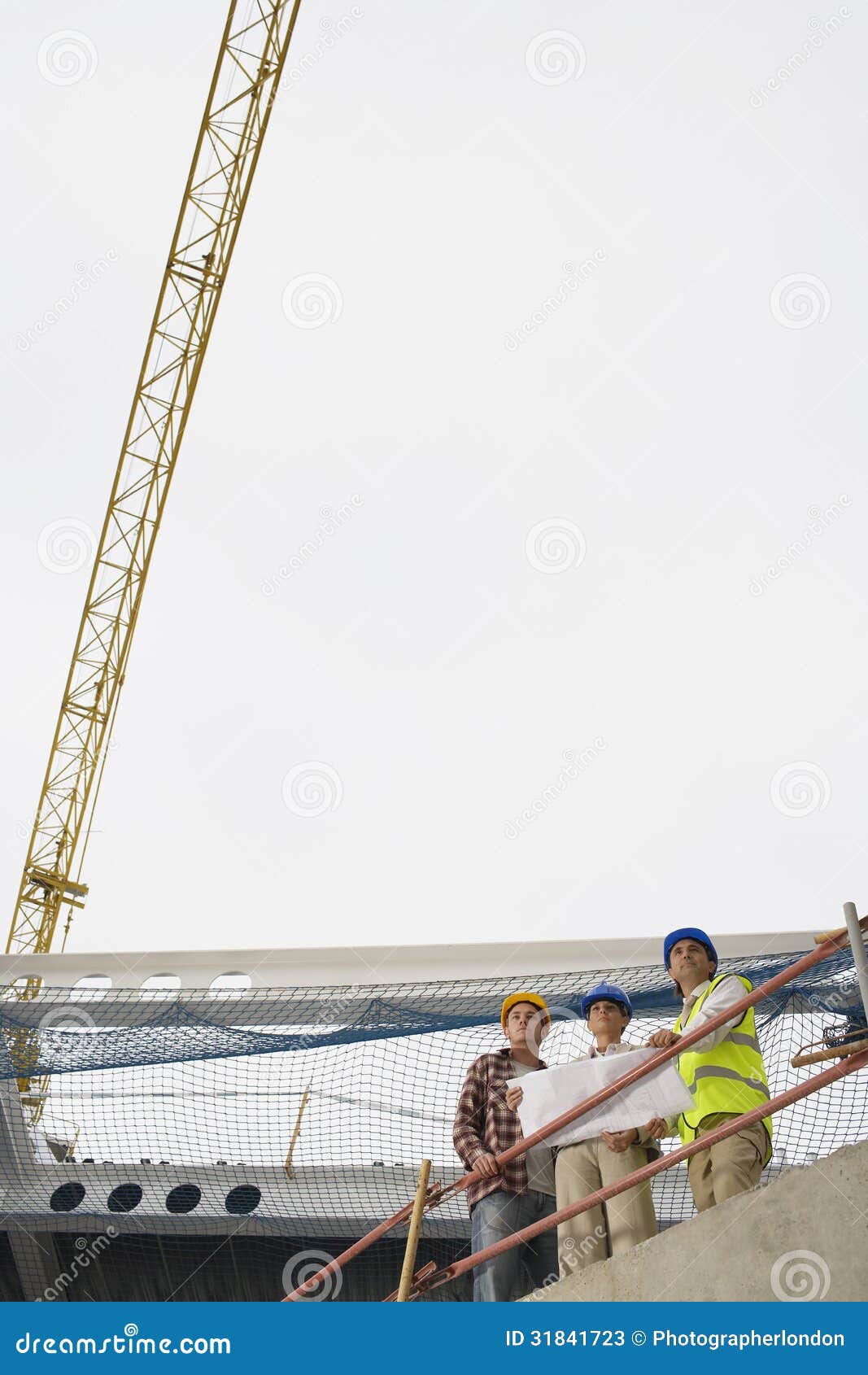 De Plaats Van Bouwteam with Building Plans at Stock Afbeelding - Image ...