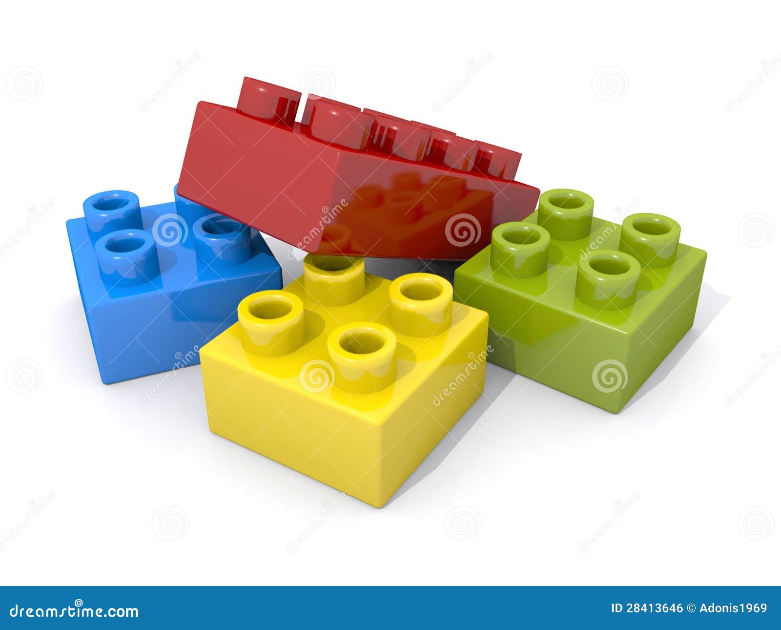 De Plastic Bouwstenen Van Het Stuk Speelgoed Stock Illustratie ...