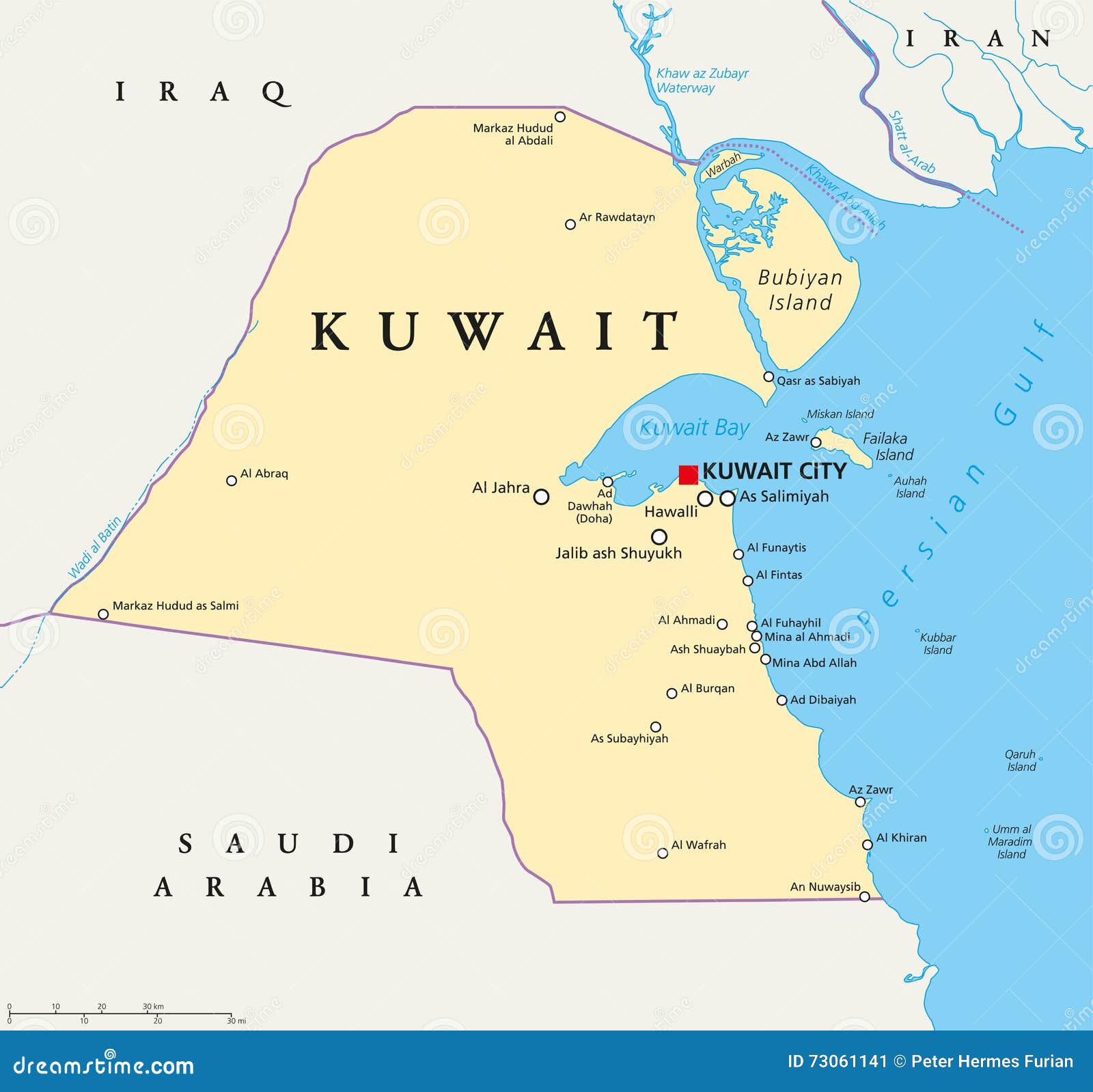 De Politieke Kaart Van Koeweit Vector Illustratie - Illustration of ...