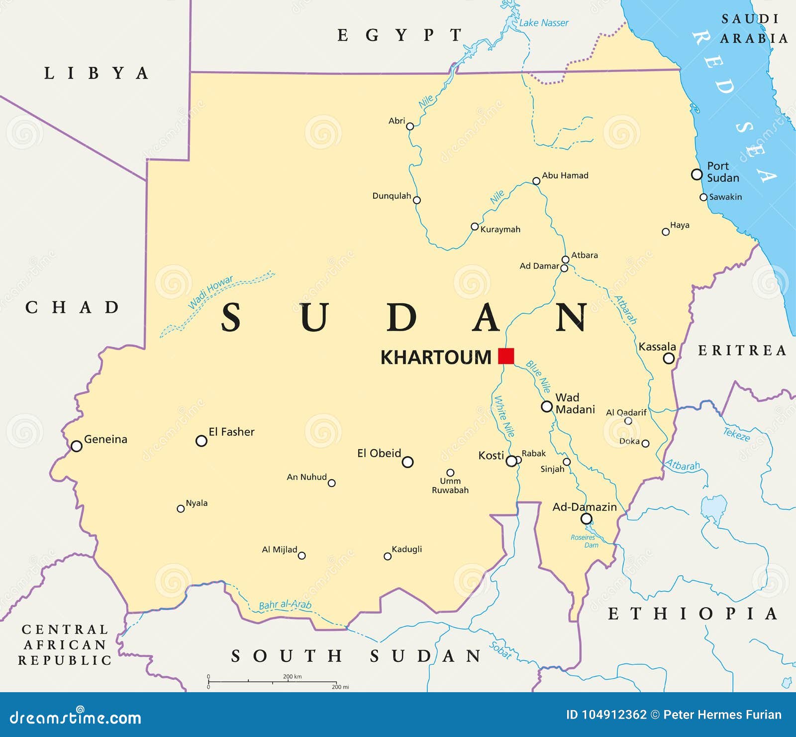 De Politieke Kaart Van De Soedan Vector Illustratie - Illustration of ...