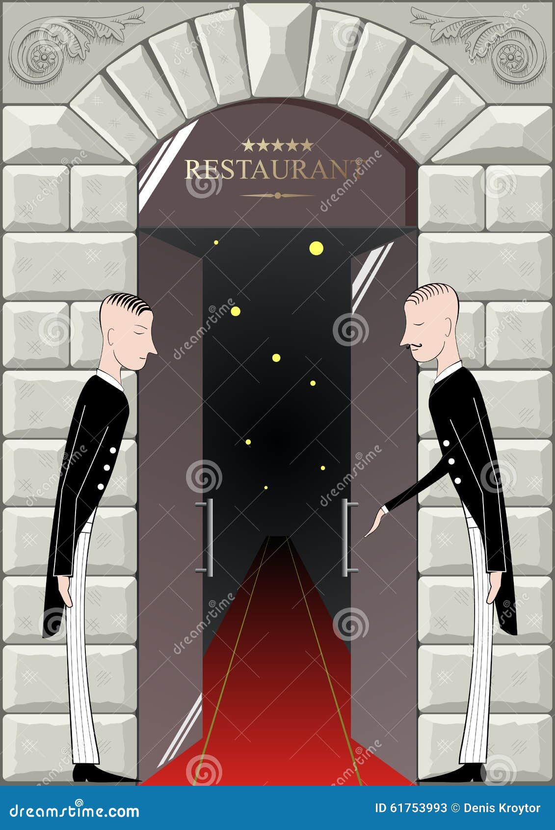 De portier bij de ingang vector illustratie. Illustration of ...