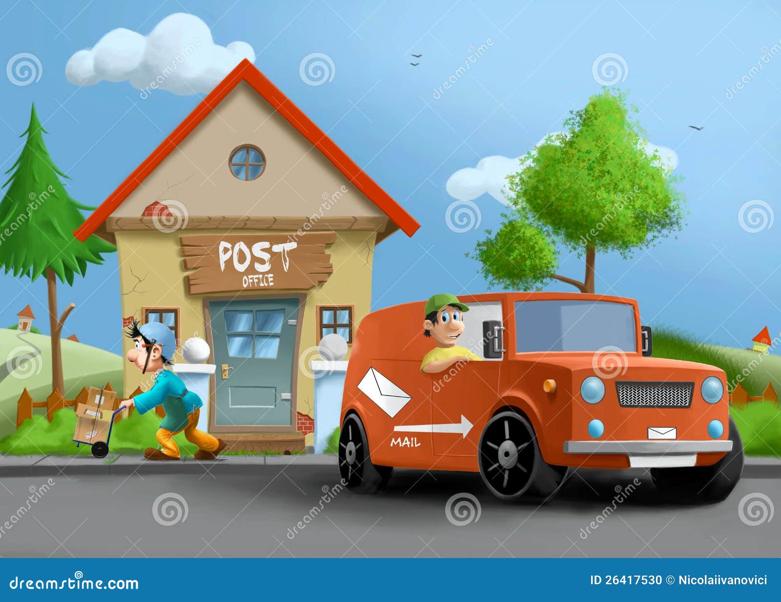 De Post Van Het Postkantoor Stock Illustratie - Illustration of hemel ...