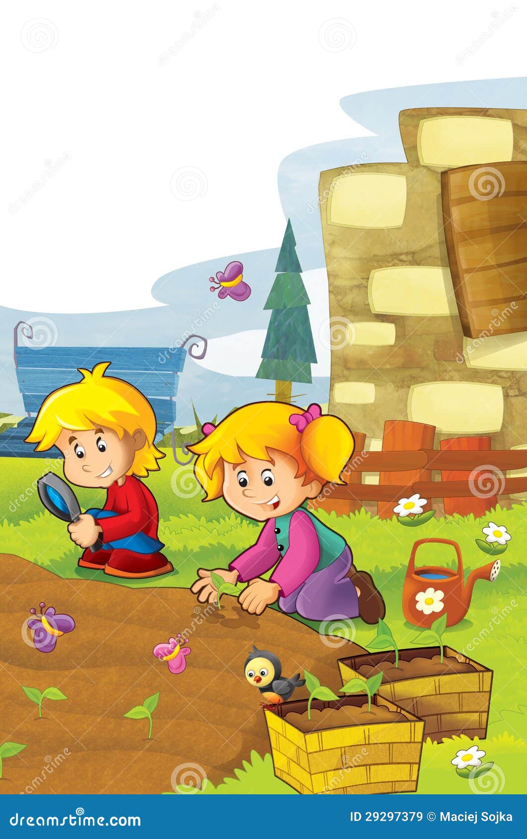 De pret in de moestuin stock illustratie. Illustration of spel - 29297379