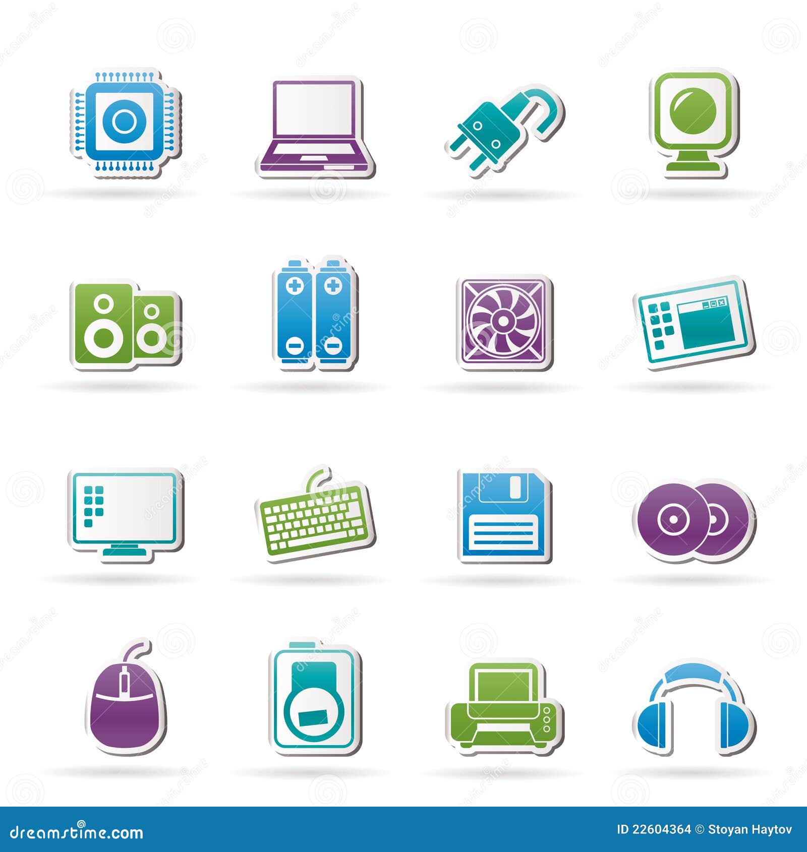 De Punten Van De Computer En De Pictogrammen Van Toebehoren Vector ...
