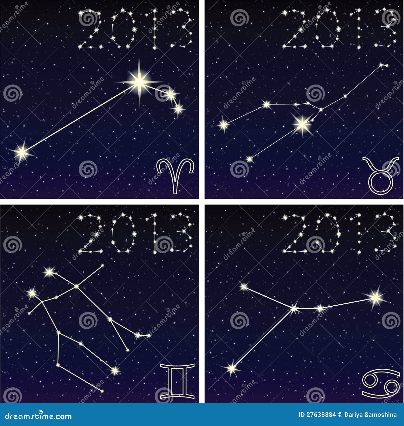 De Ram Van De Constellatie, Stier, Tweeling, Kanker Vector Illustratie ...