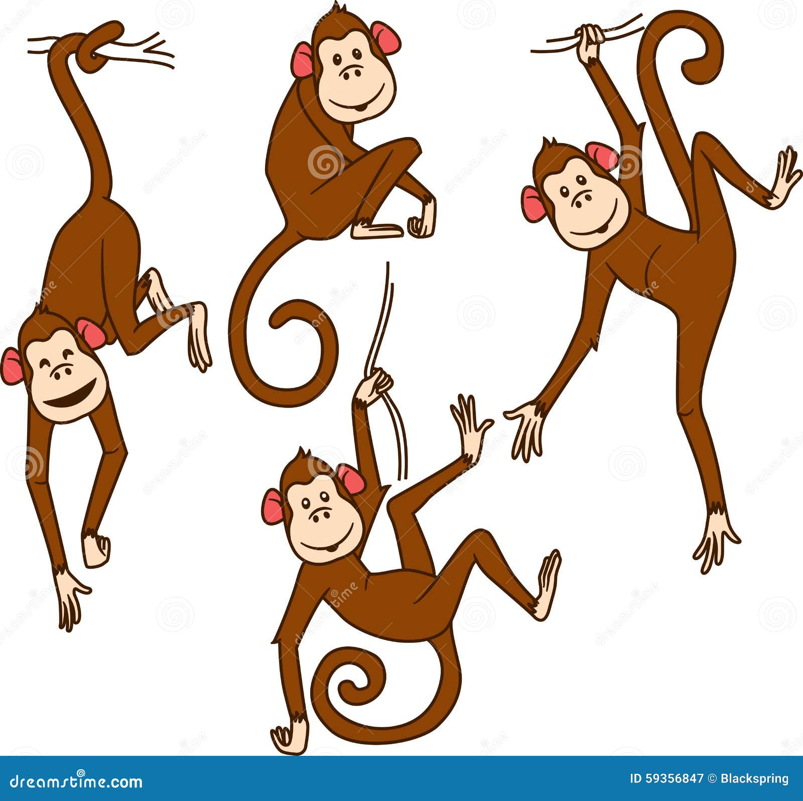 De Reeks Apen in Verschillend Stelt Vector Illustratie - Illustration ...