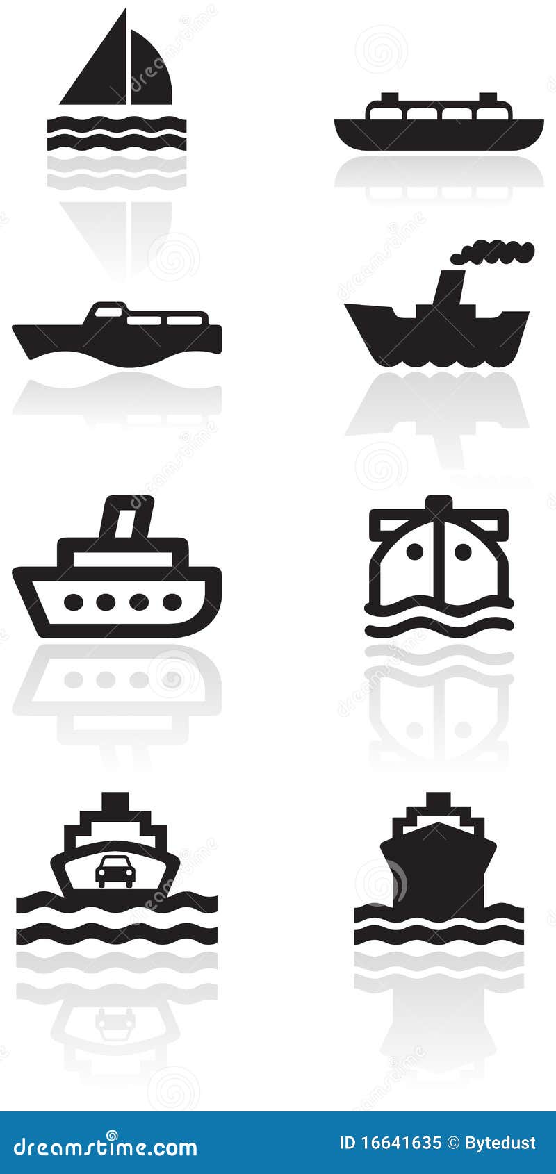 De Reeks Van De Het Symboolillustratie Van De Boot. Vector Illustratie ...