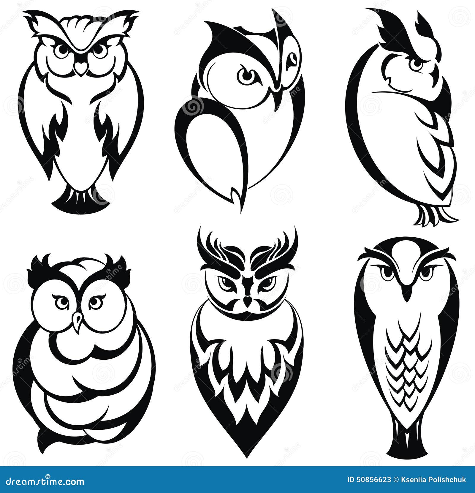 De reeks van de uil vector illustratie. Illustration of vleugel - 50856623