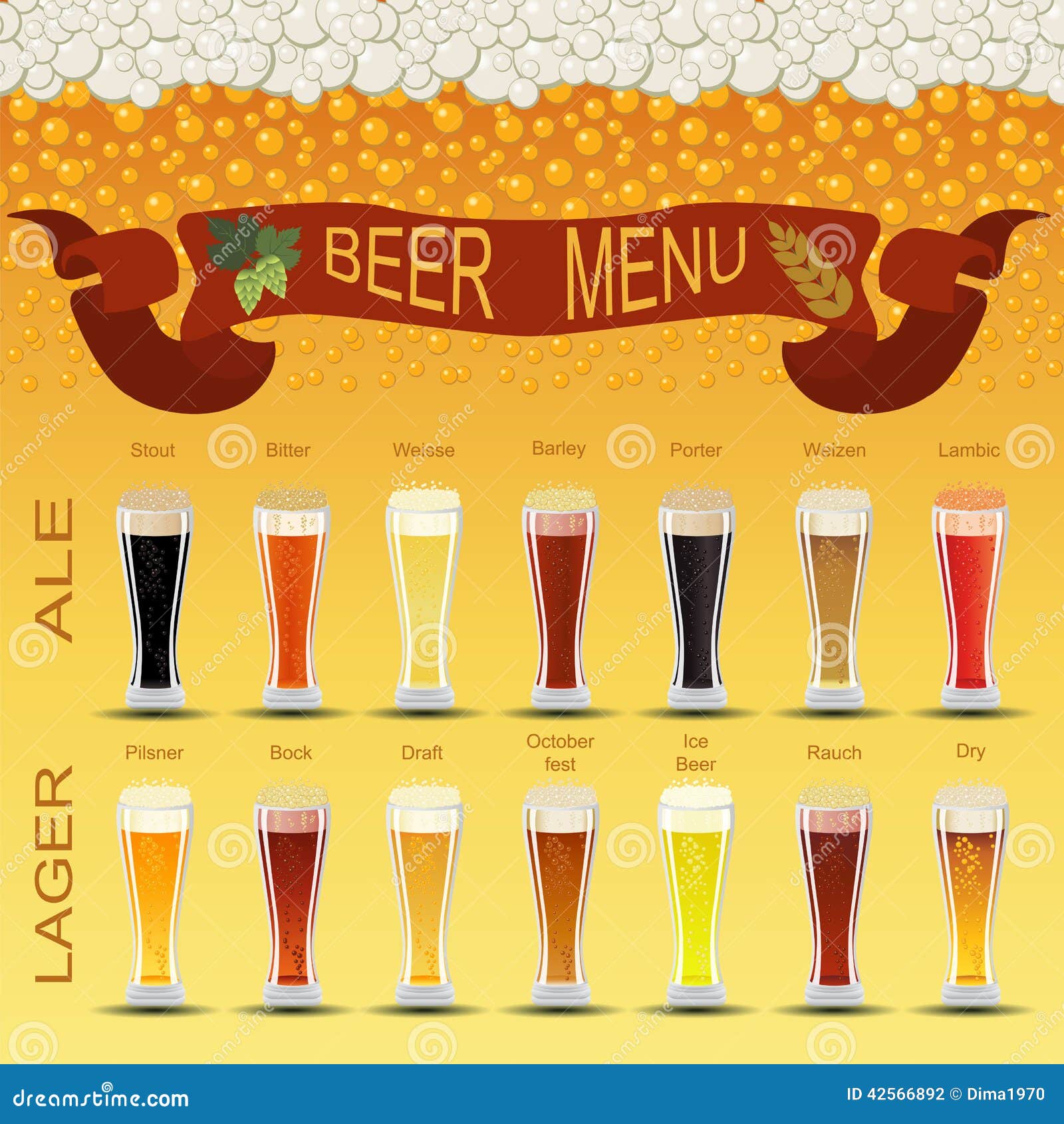 De Reeks Van Het Biermenu, Die Tot Uw Eigen Infographics Leiden Vector ...