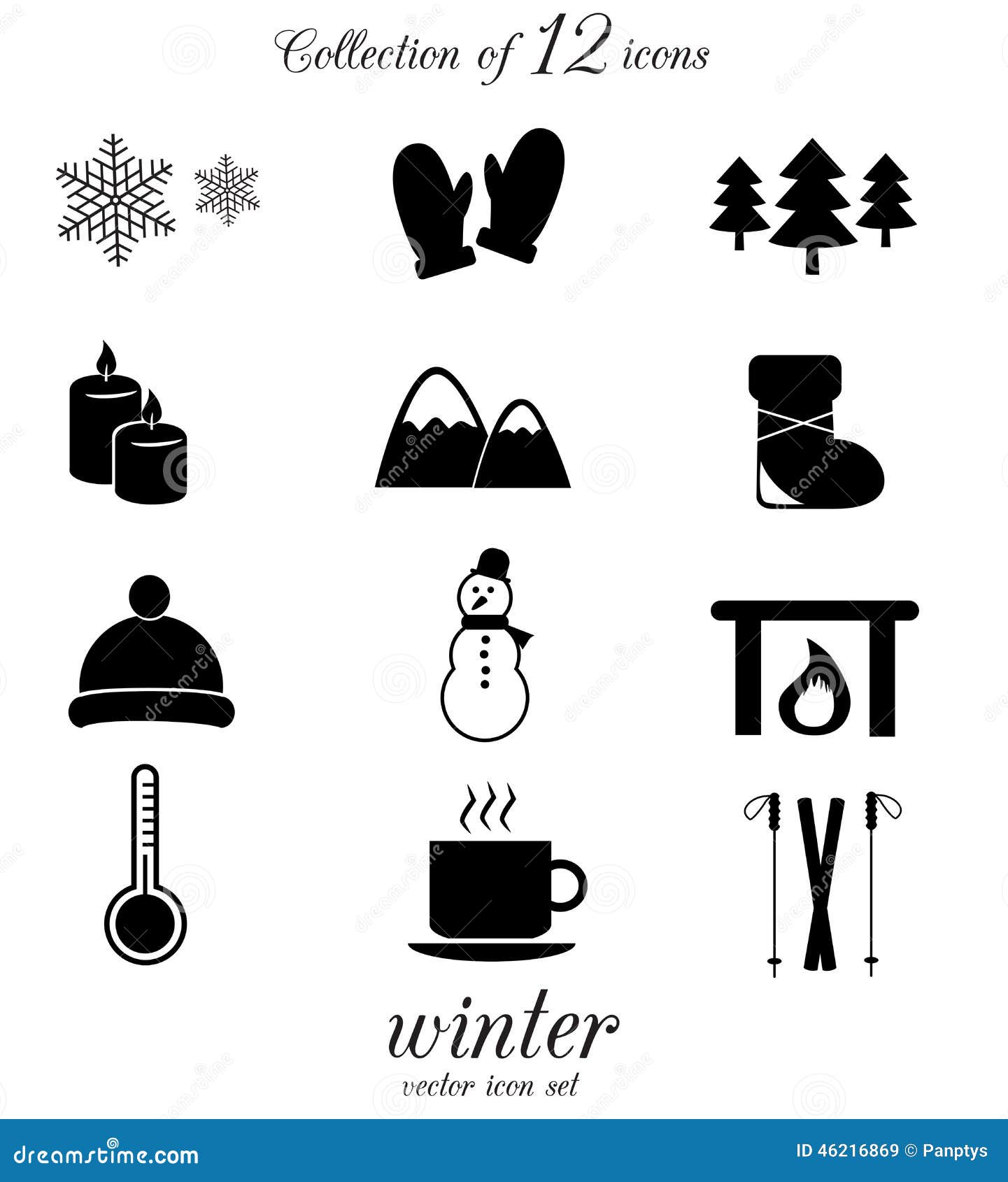 De Reeks Van Het De Winterpictogram Stock Illustratie - Illustration of ...