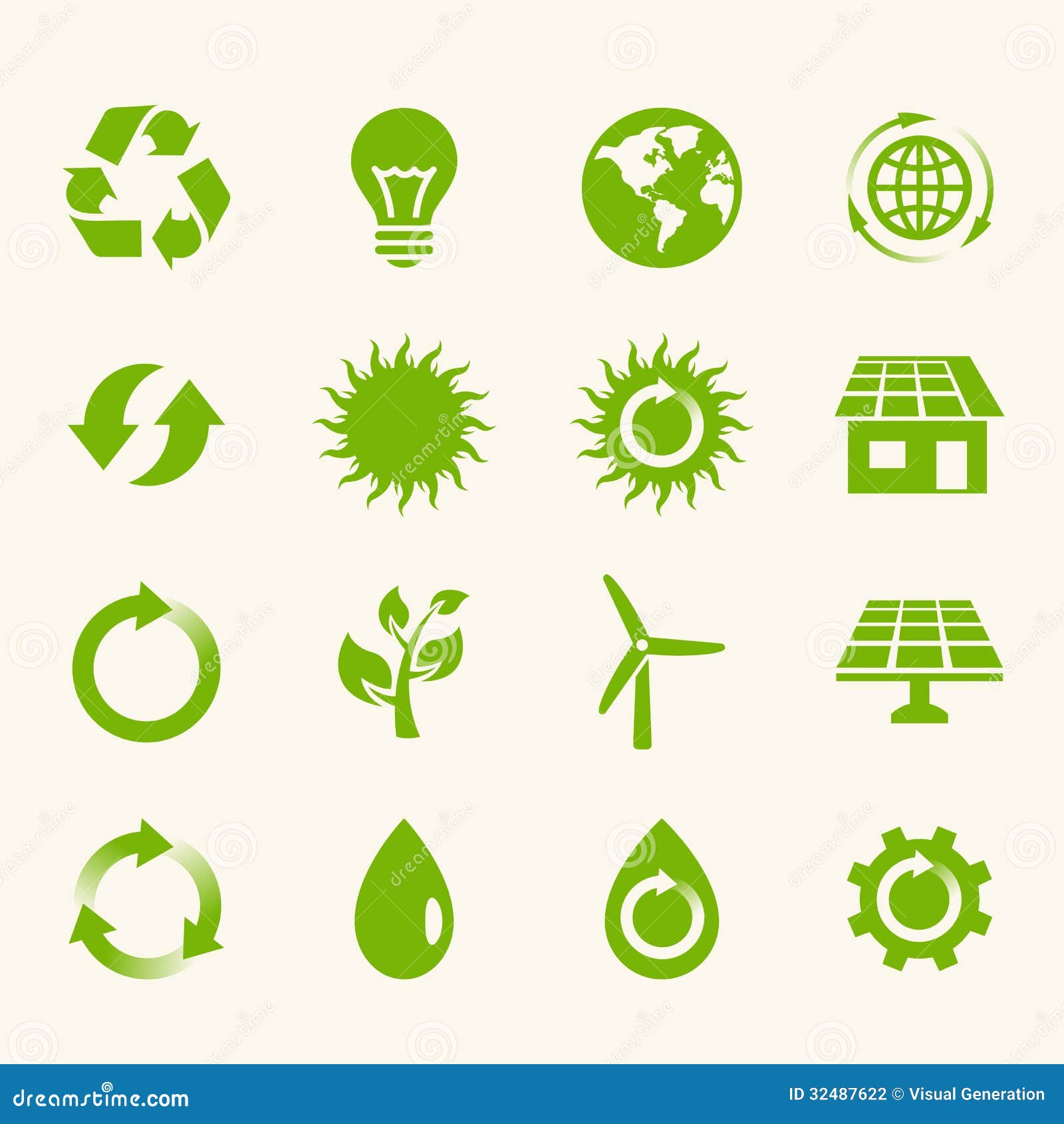 De Reeks Van Het Ecopictogram. Vector Illustratie - Illustration of ...