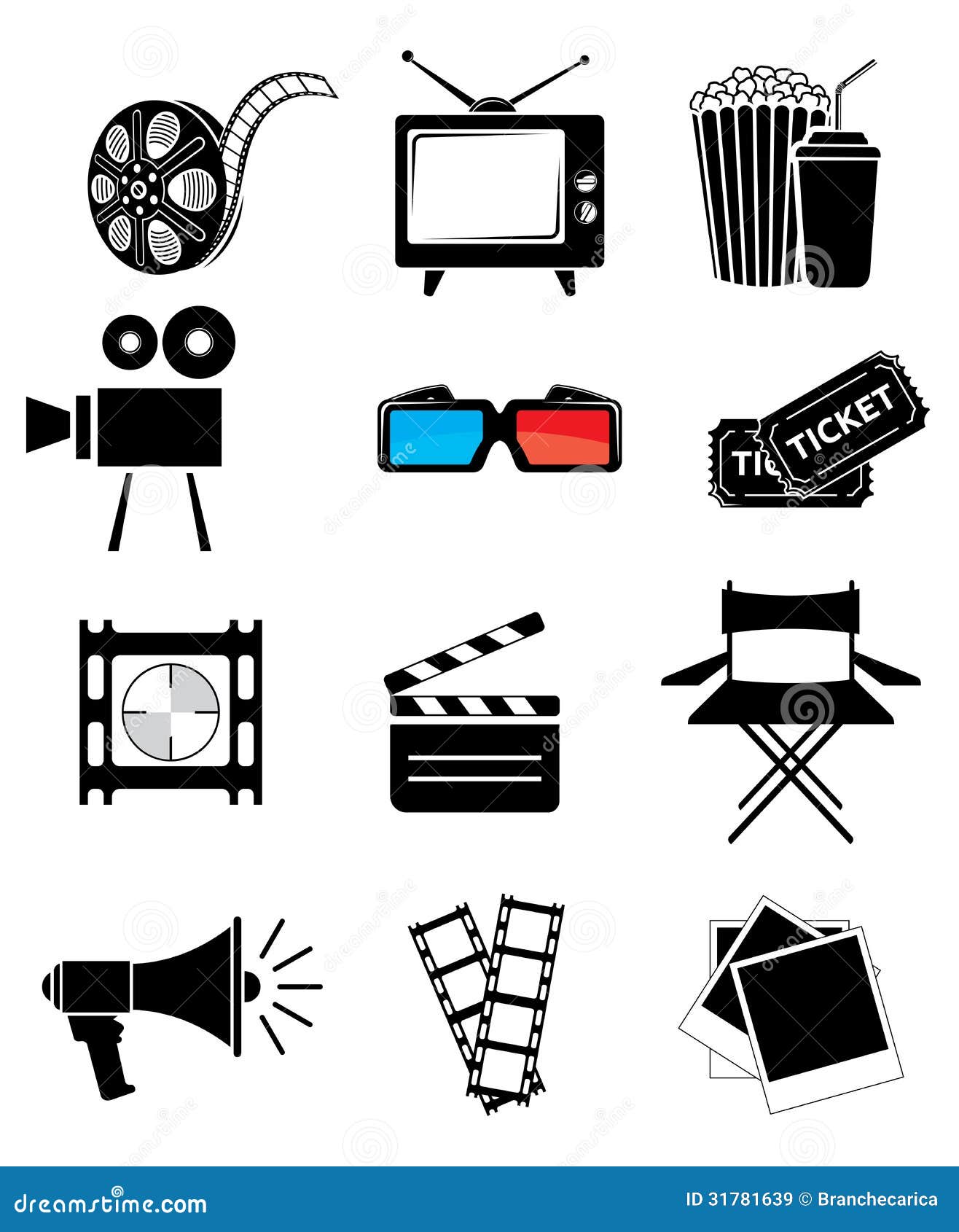 De Reeks Van Het Filmpictogram Vector Illustratie - Illustration of ...