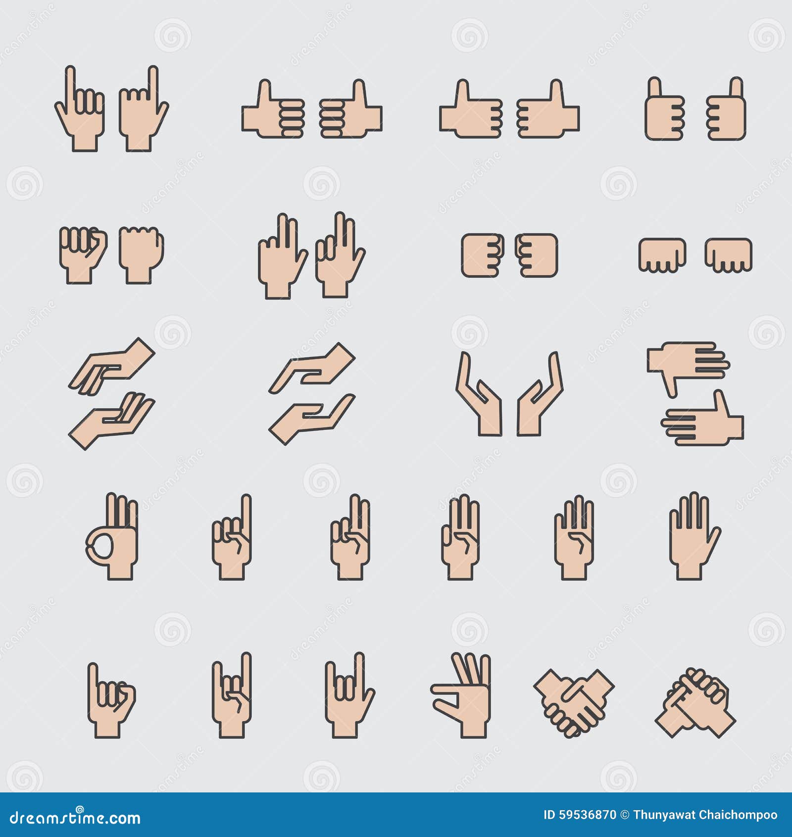 De Reeks Van Het Het Elementenpictogram Van Het Handgebaar Vector ...