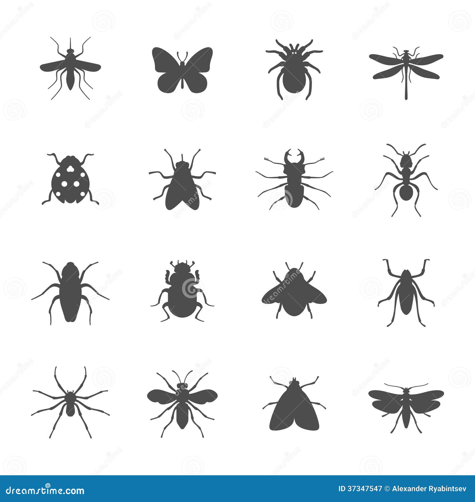De Reeks Van Het Insectenpictogram Vector Illustratie - Illustration of ...