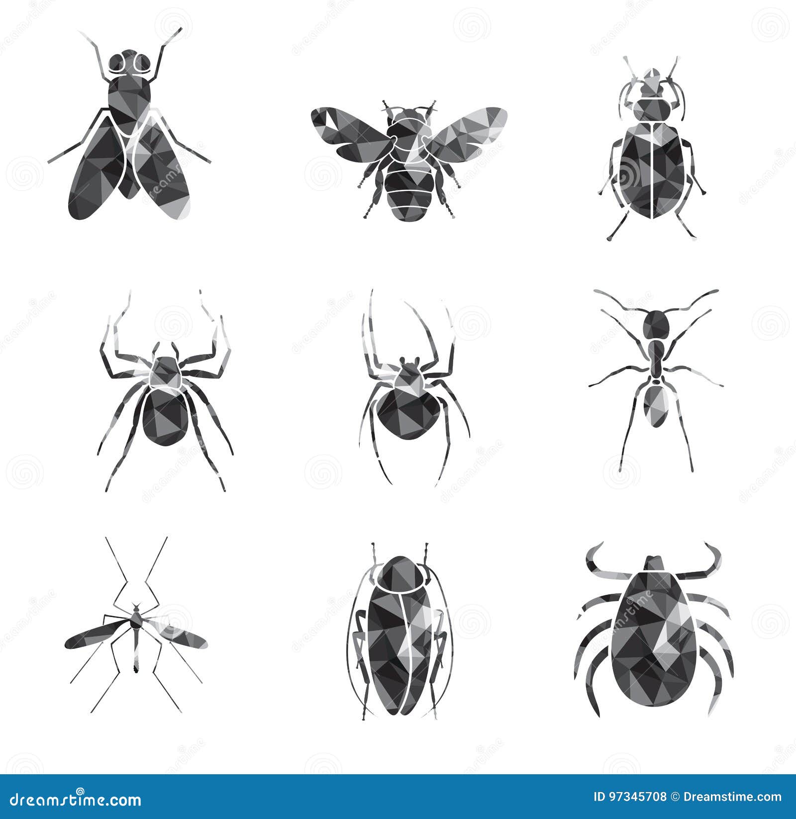 De Reeks Van Het Insectenpictogram Vector Illustratie - Illustration of ...