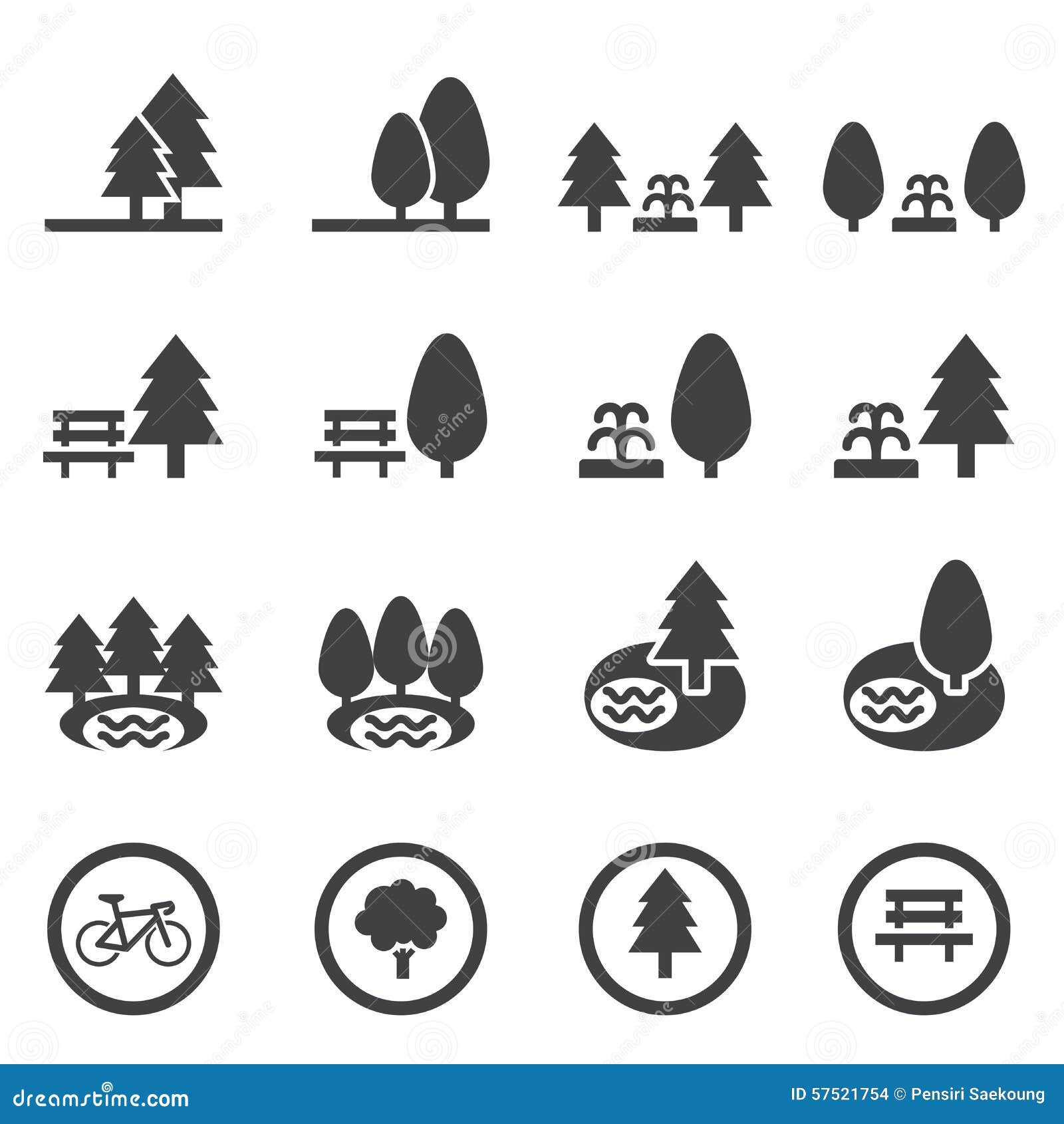 De Reeks Van Het Parkpictogram Vector Illustratie - Illustration of ...