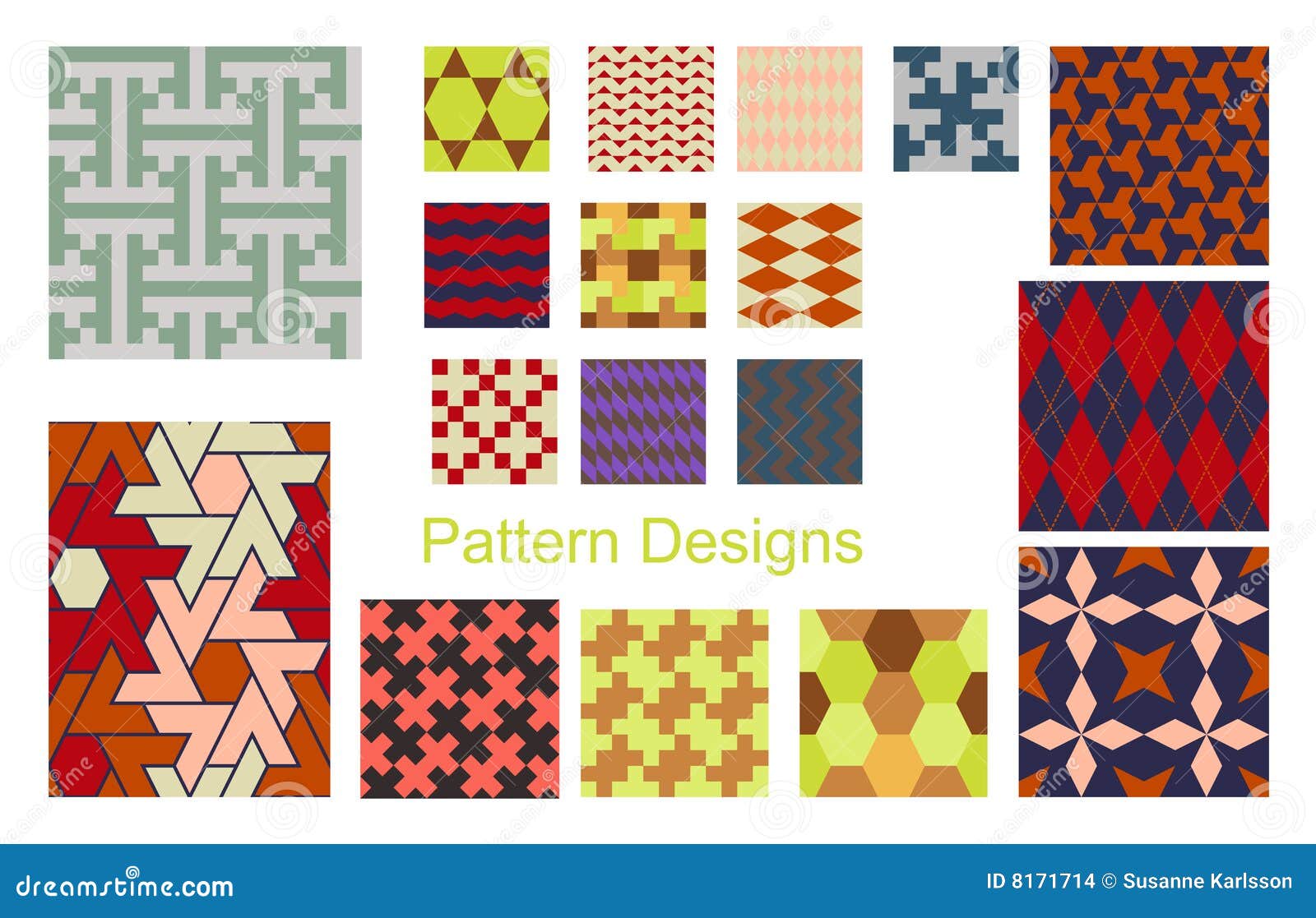 De reeks van het patroon vector illustratie. Illustration of ontwerp ...