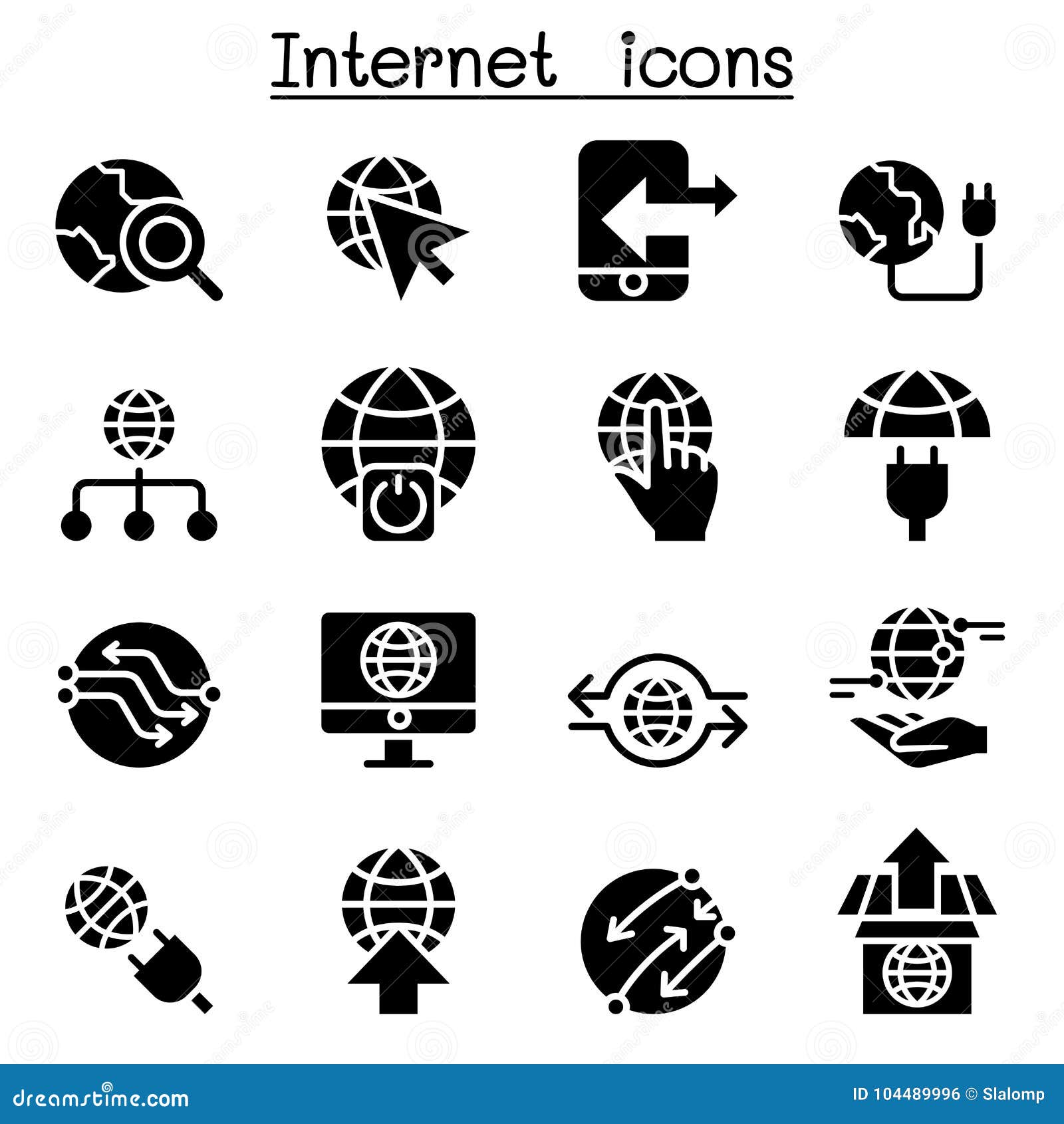 De Reeks Van Het Pictogram Van Internet Vector Illustratie ...