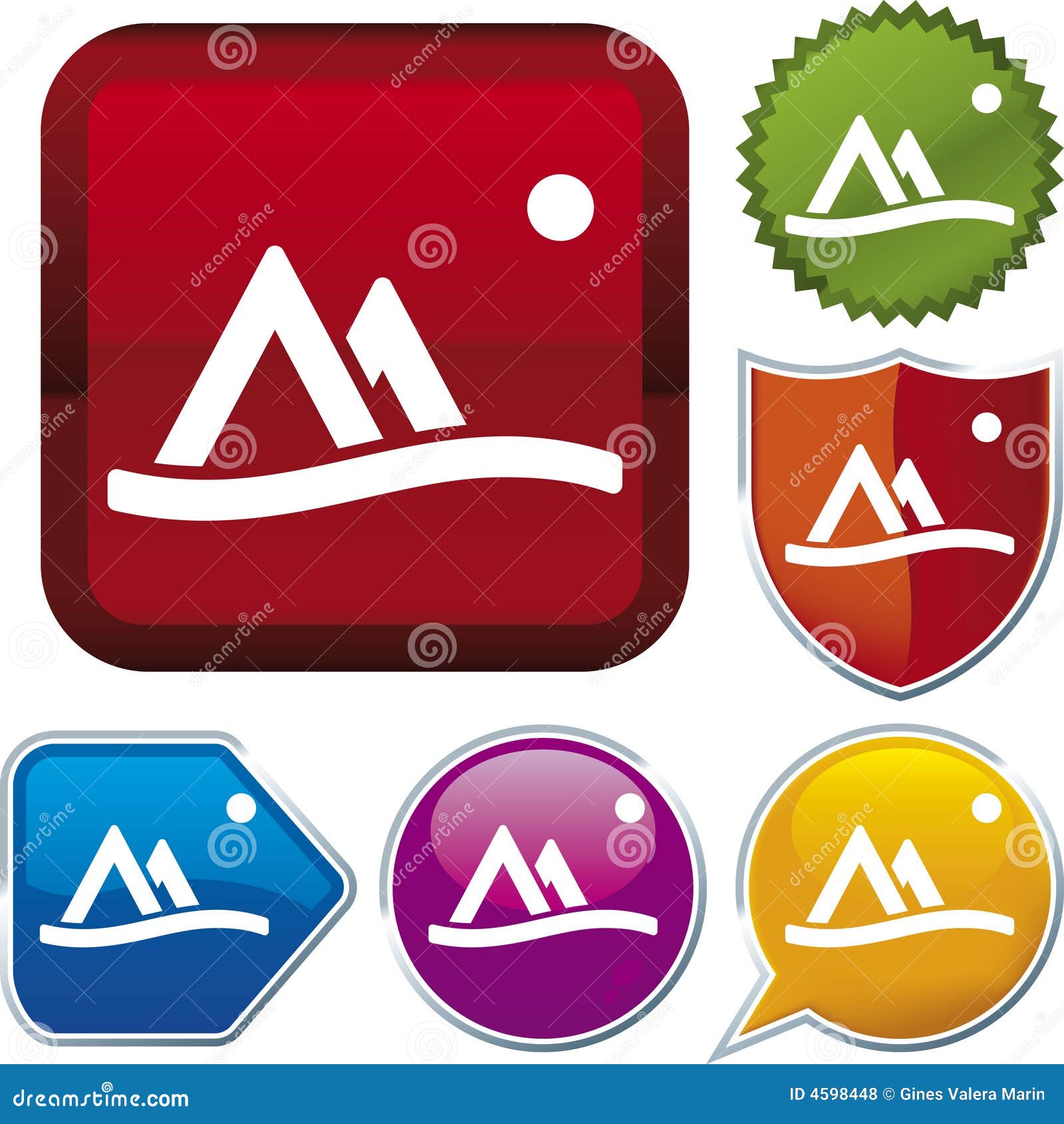 De Reeks Van Het Pictogram: Landschap Vector Illustratie - Illustration ...