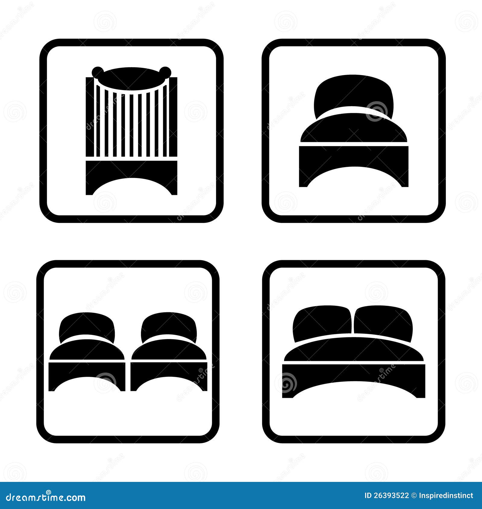 De Reeks Van Het Pictogram Van Bedden Stock Illustratie - Illustration ...