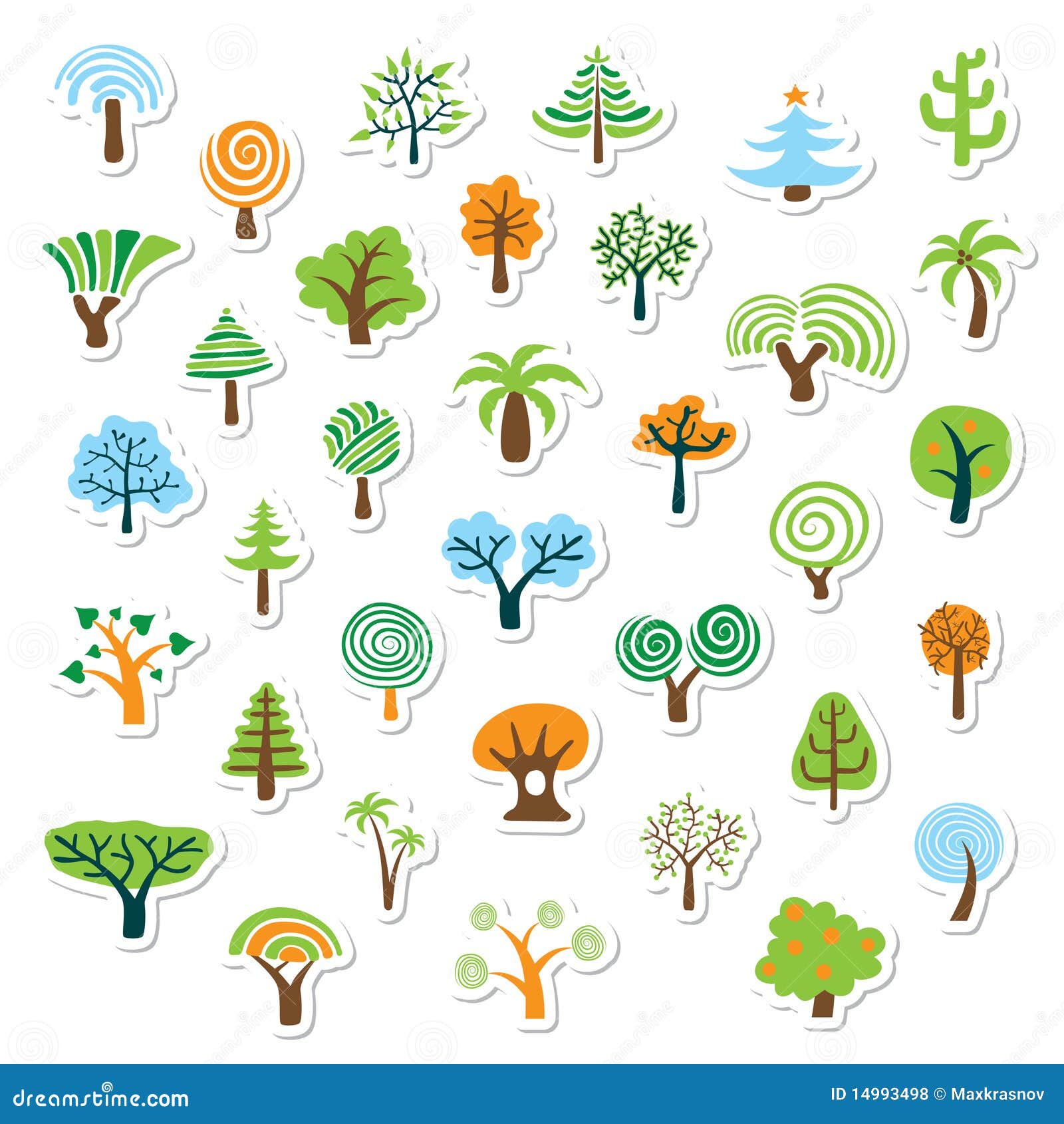 De Reeks Van Het Pictogram Van De Boom Vector Illustratie ...