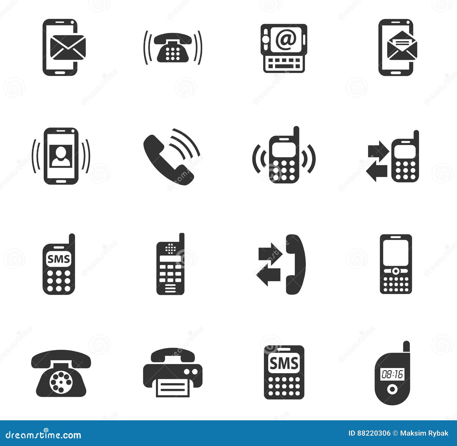 De Reeks Van Het Pictogram Van De Telefoon Vector Illustratie ...