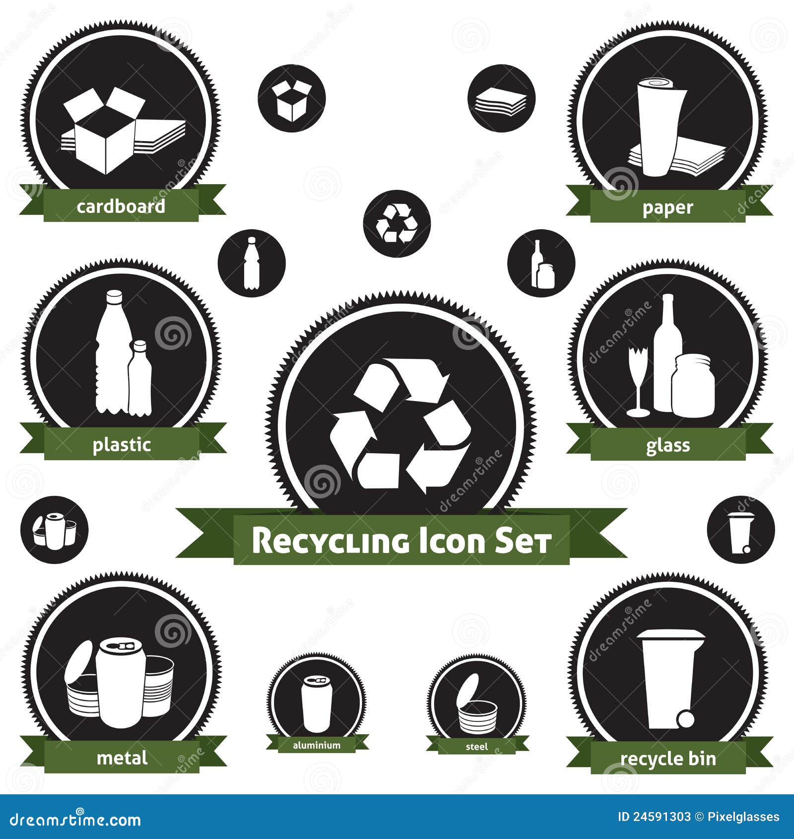 De Reeks Van Het Pictogram Van Het Recycling Vector Illustratie ...
