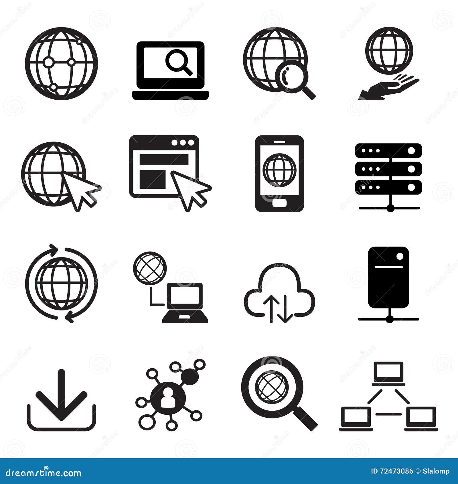 De Reeks Van Het Pictogram Van Internet Vector Illustratie ...