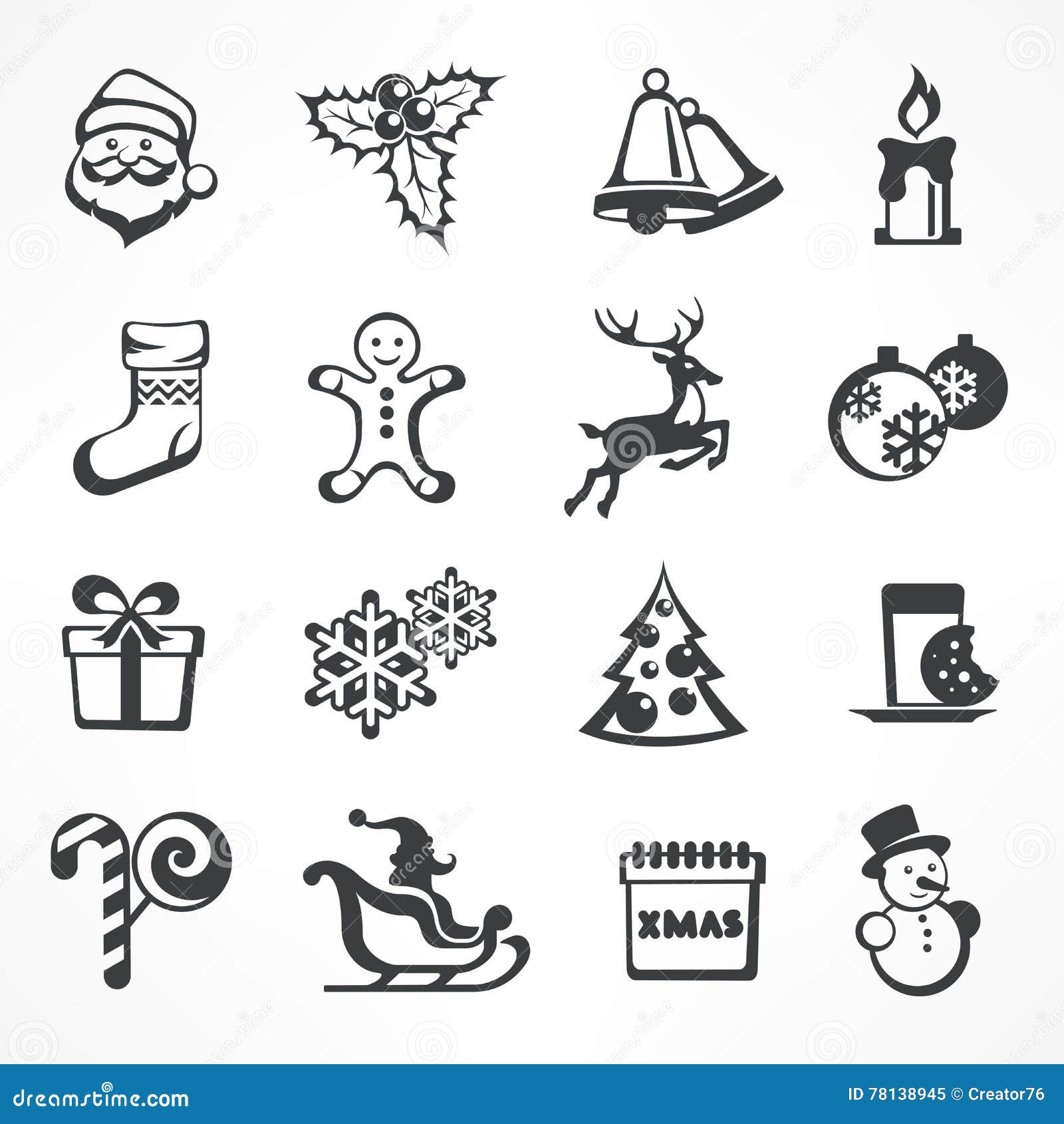 De Reeks Van Het Pictogram Van Kerstmis Vector Illustratie ...