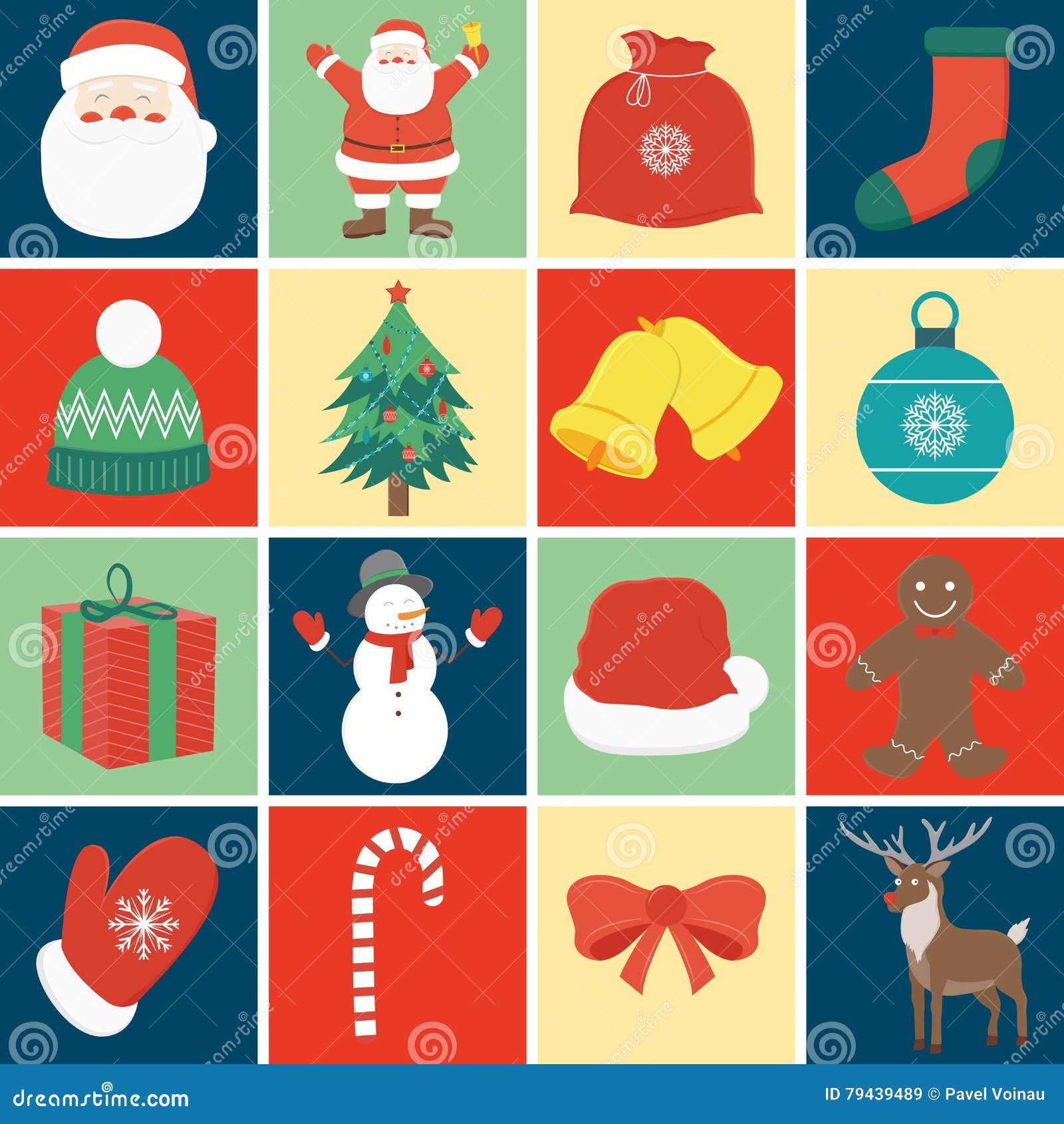 De Reeks Van Het Pictogram Van Kerstmis De Elementen Van De Decoratie ...