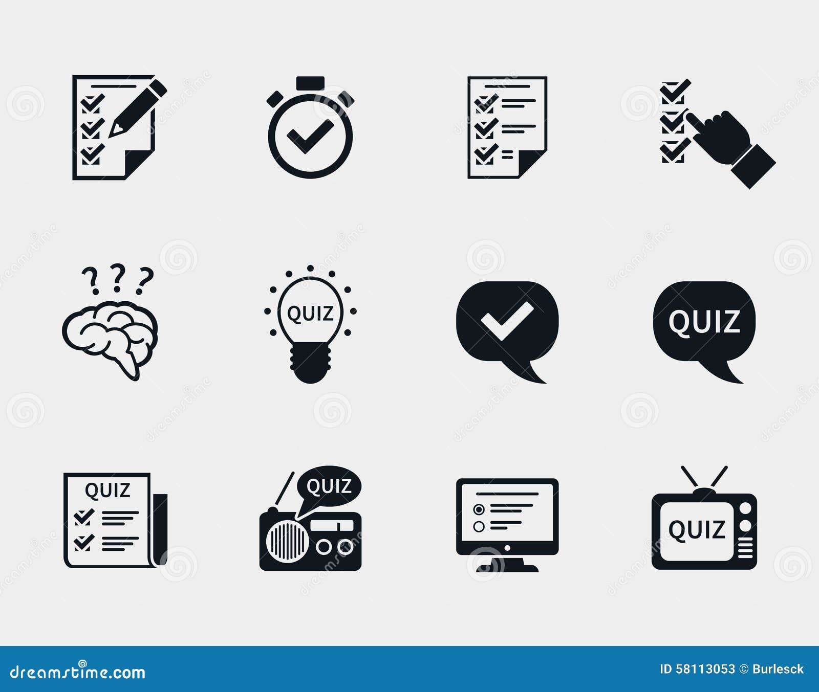 De Reeks Van Het Quizpictogram Vector Illustratie - Illustration of ...