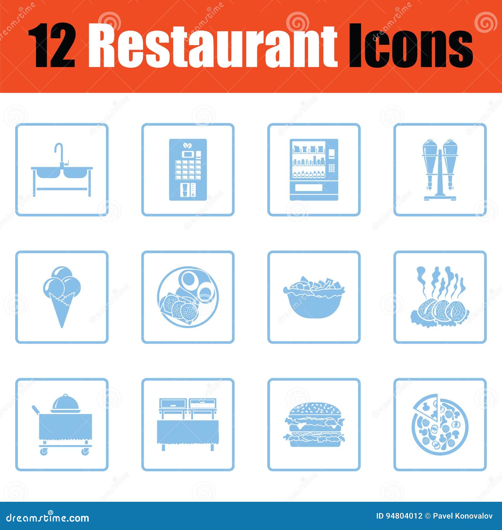 De Reeks Van Het Restaurantpictogram Vector Illustratie - Illustration ...