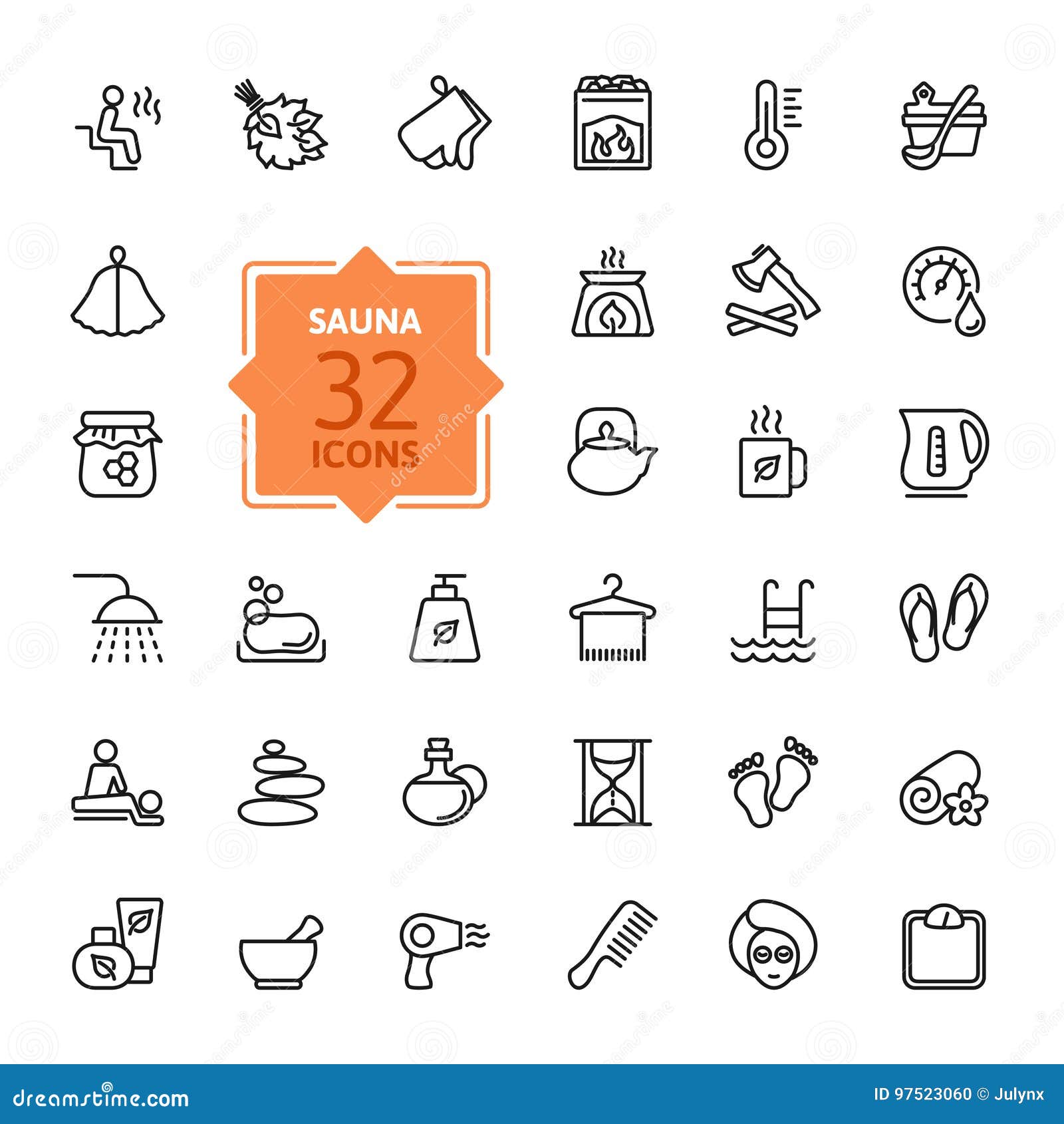 De Reeks Van Het Saunapictogram Vector Illustratie Vector Illustratie ...