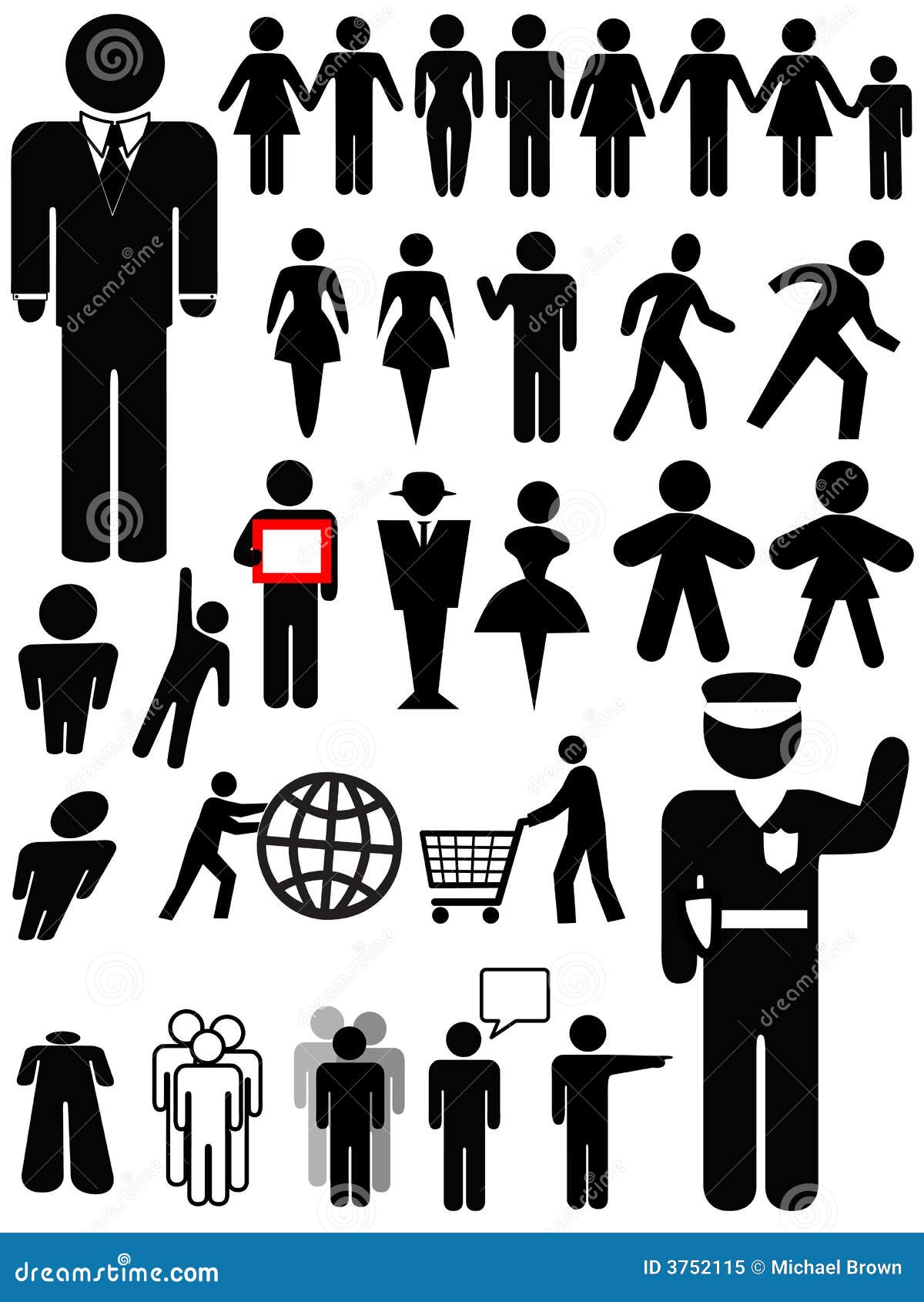 De Reeks Van Het Silhouet Van De Persoon Van Het Symbool Vector ...