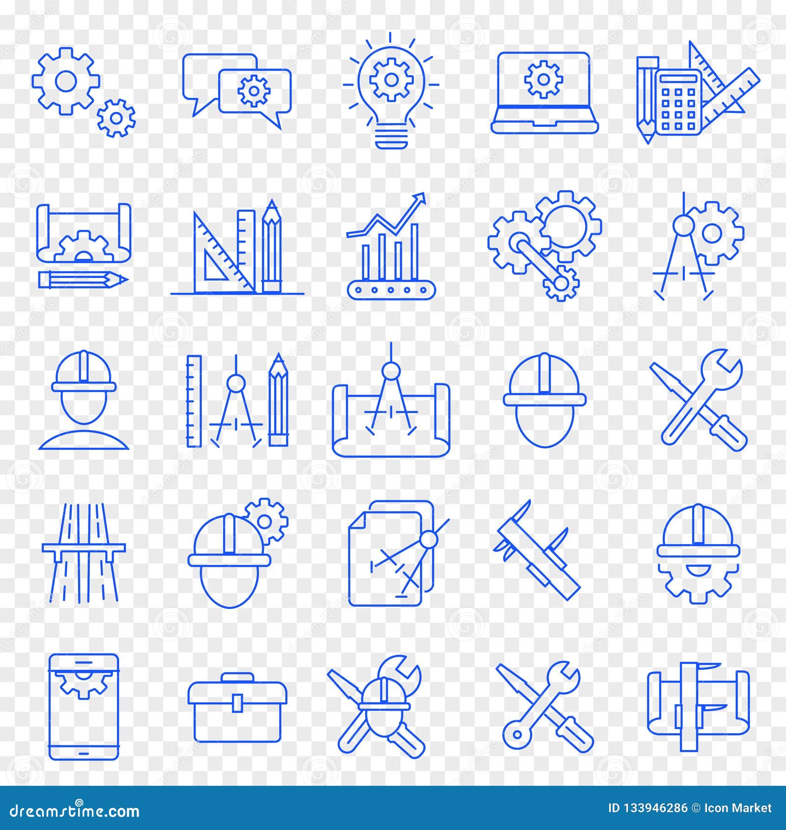 De Reeks Van Het Techniekpictogram 25 Vectorpictogrammenpak Stock ...