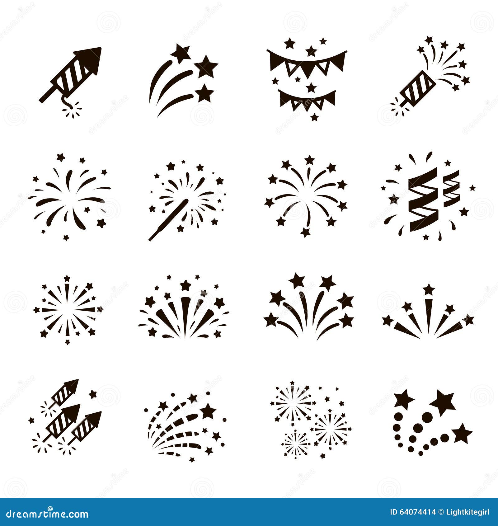 De Reeks Van Het Vuurwerkpictogram, Vector Vector Illustratie ...