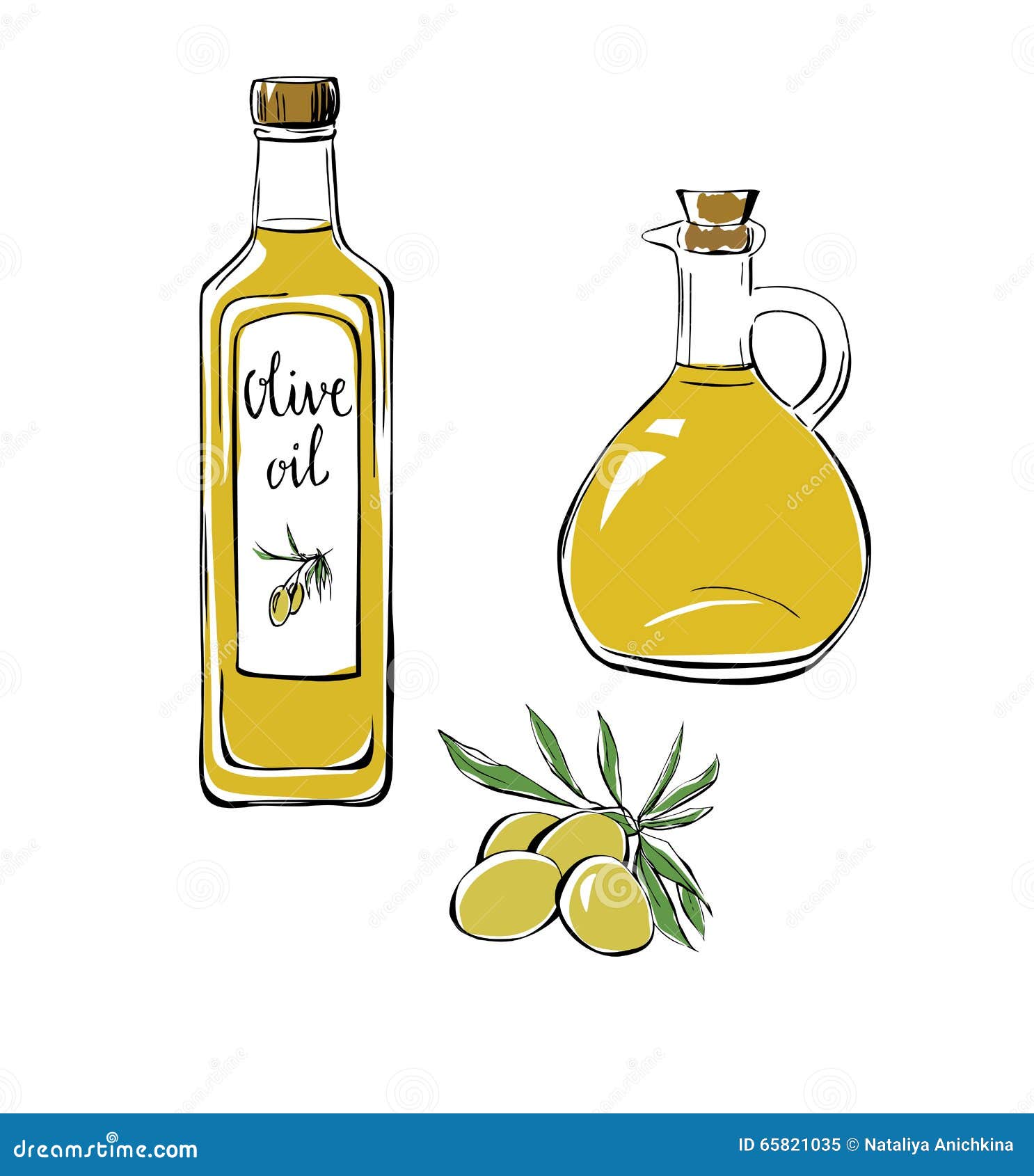 De Reeks Van Krabbel Heeft Olijfolie Bezwaar Vector Illustratie ...