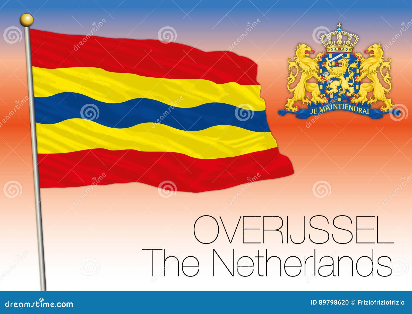 De Regionale Vlag Van Overijssel Nederland Europese Unie Vector