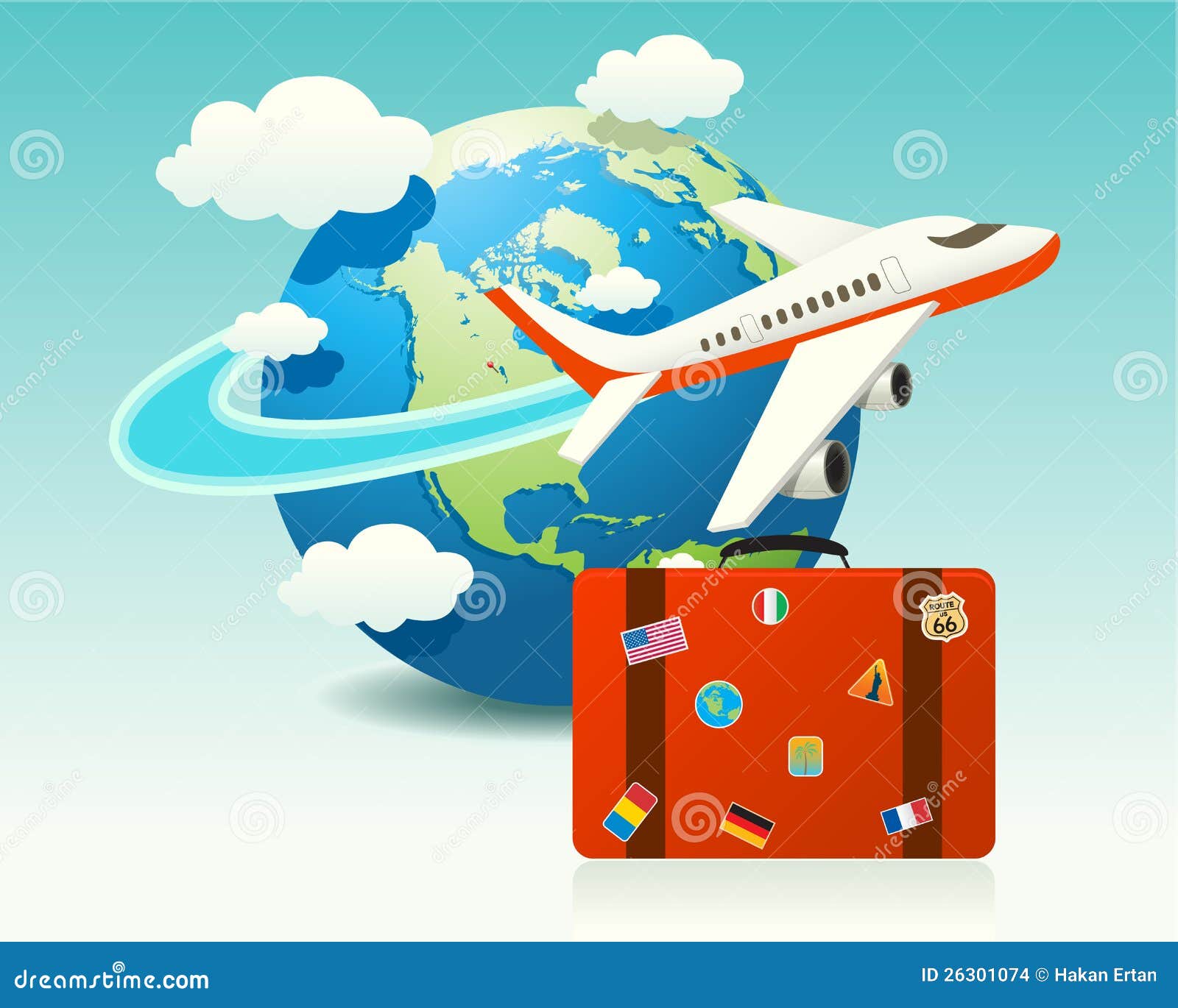 De Reis Van Het Vliegtuig Met Bagage Vector Illustratie - Illustratie ...