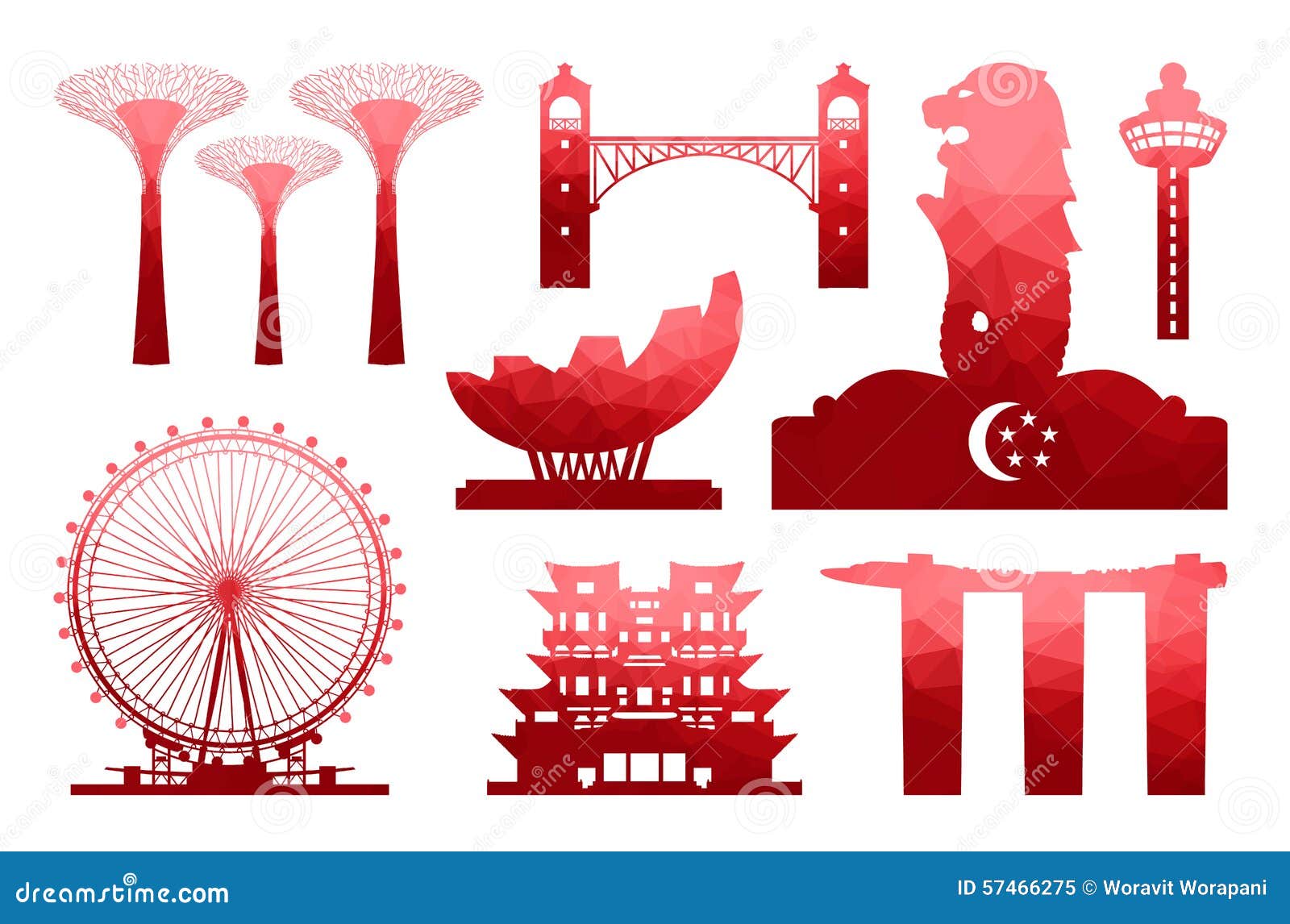 De Reispictogram Van Singapore Vector Illustratie - Illustration of ...