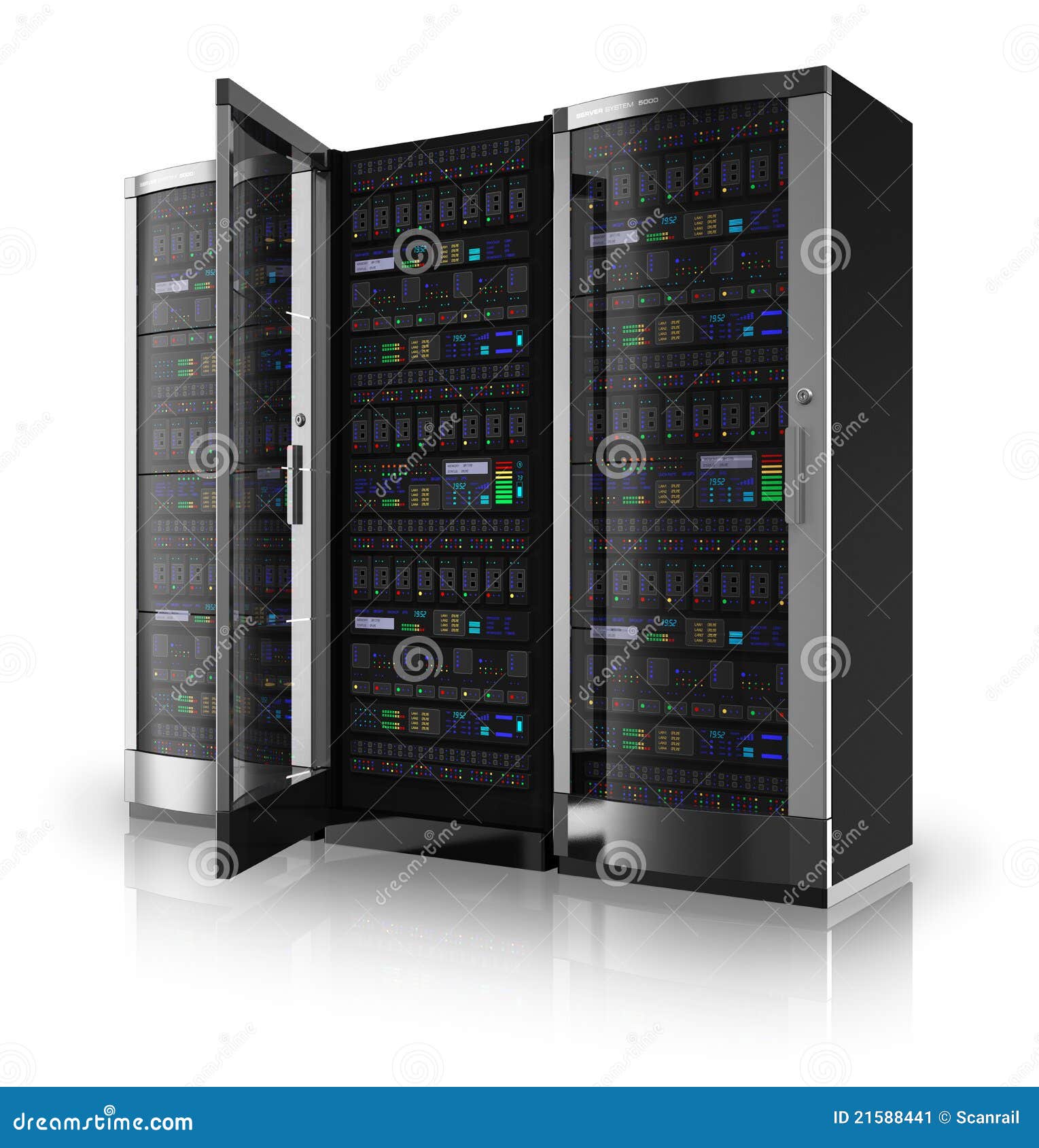 De Rekken Van De Server Met Open Deur Stock Illustratie - Illustration ...