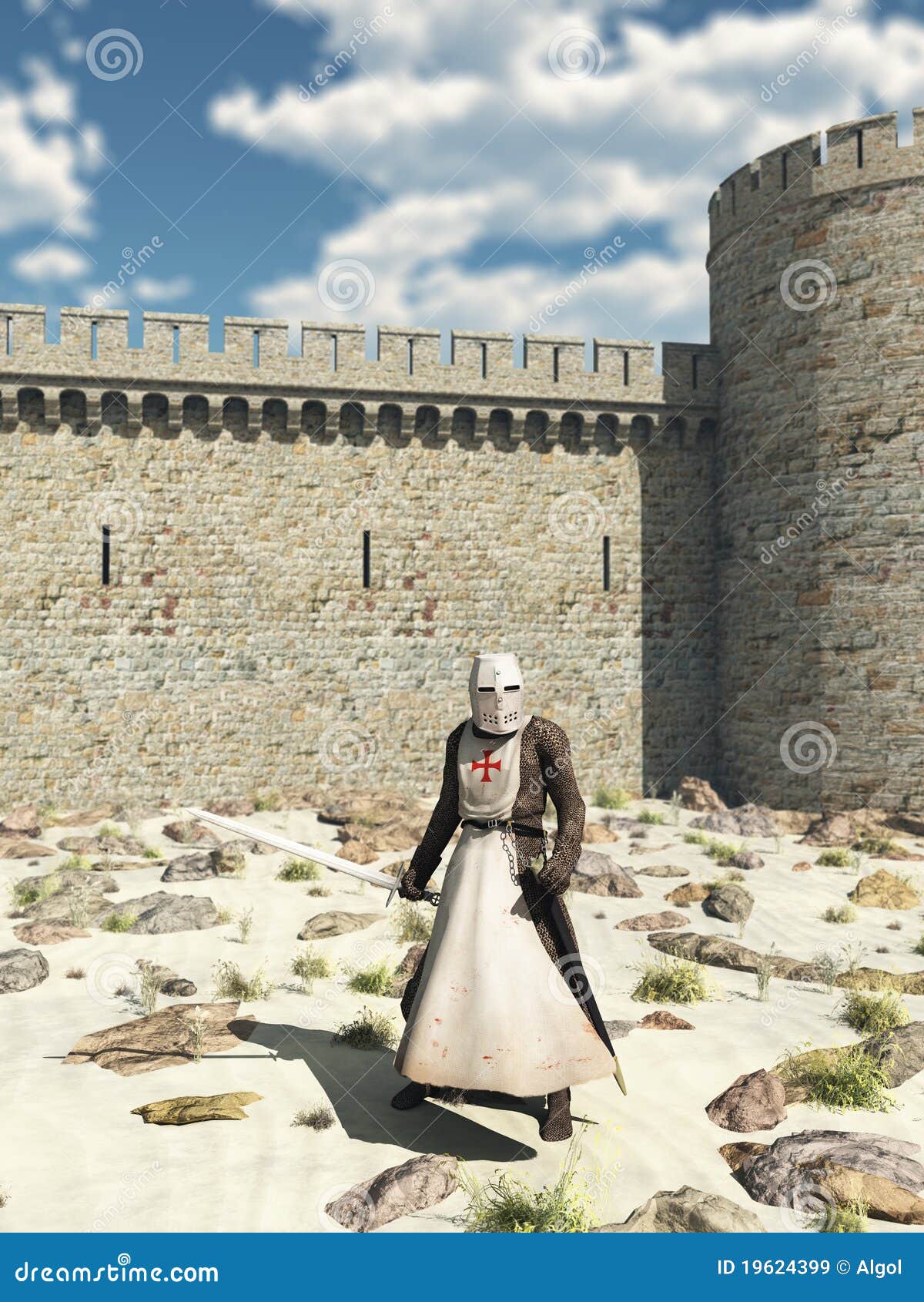 De Ridder Van Templar Buiten De Muren Van Antioch Stock Illustratie ...