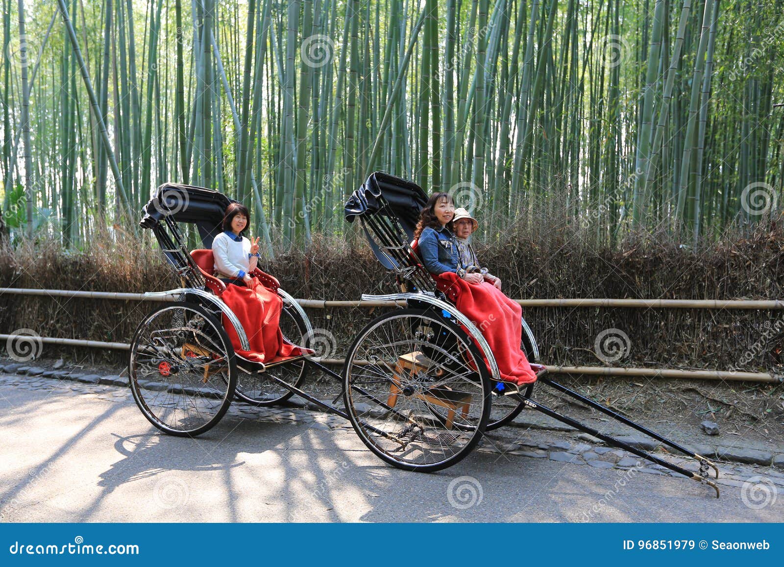 De Riksja Van Japan Met Groen Bamboe Redactionele Stock Afbeelding ...